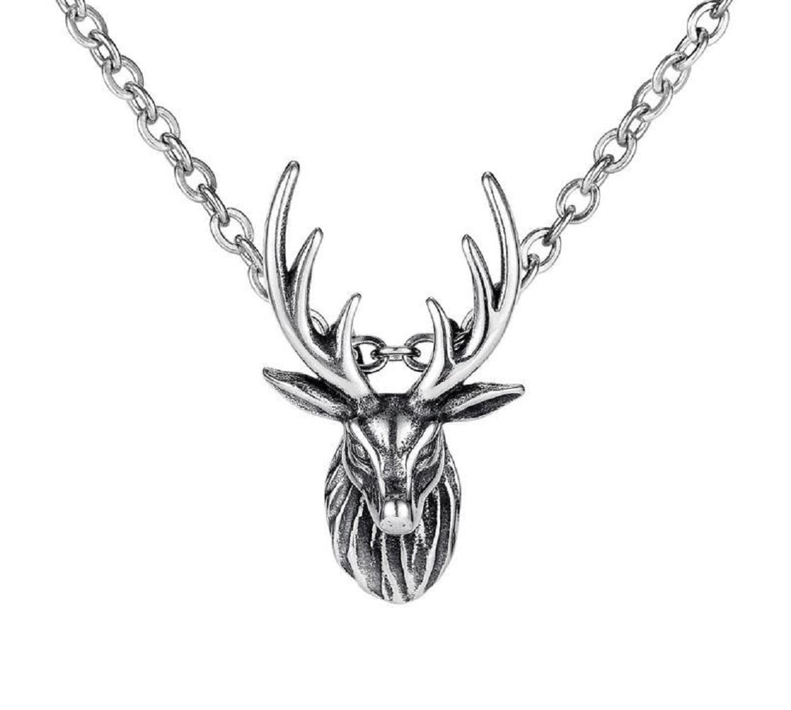 PikaLF Deer Head Necklace for Men, Hip Hop Reindeer Necklace, Norse ...