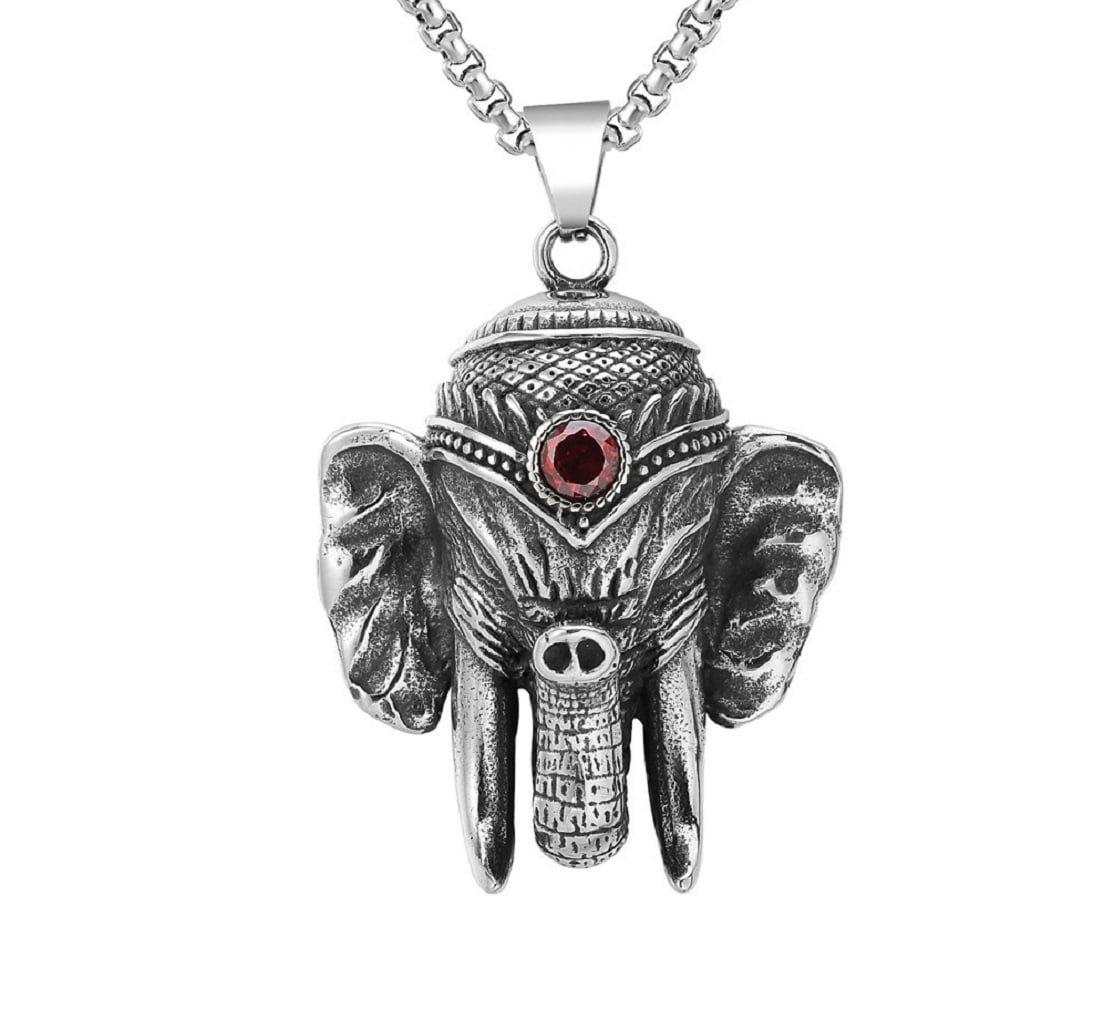 PikaLF Elephant Head Necklace for Men, Hip Hop Ganesha Elephant ...