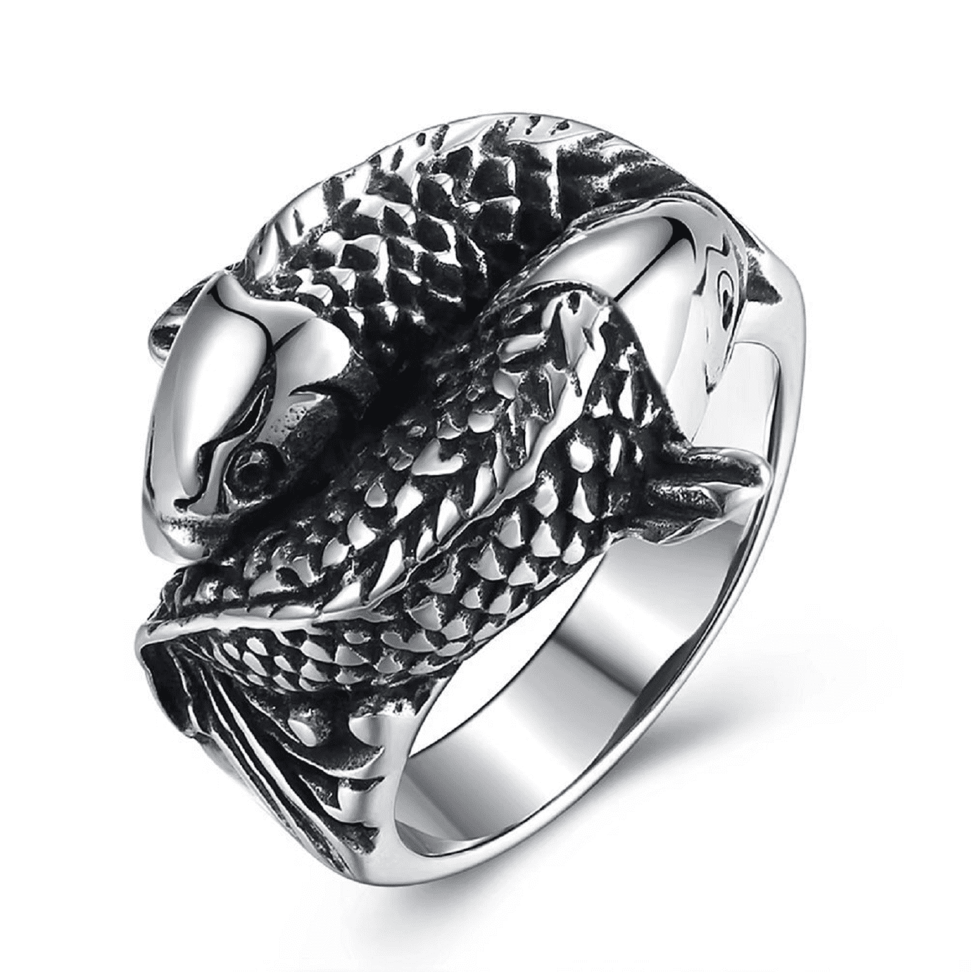 PikaLF Fish Ring for Men, Norse Viking Koi Carp Ring, Vintage Koi Fish ...