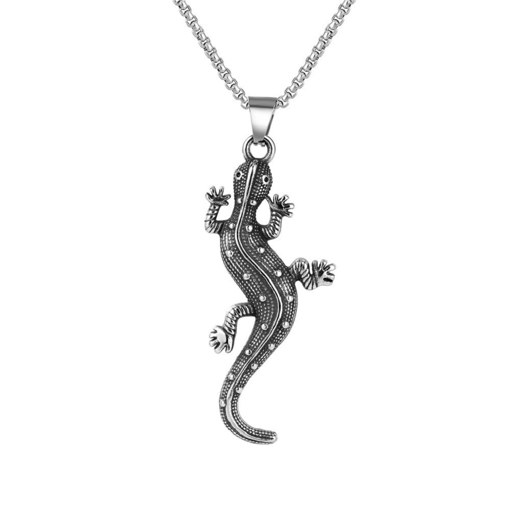 PikaLF Gecko Necklace for Men, Hip Hop Lizard Necklace, Norse Viking ...