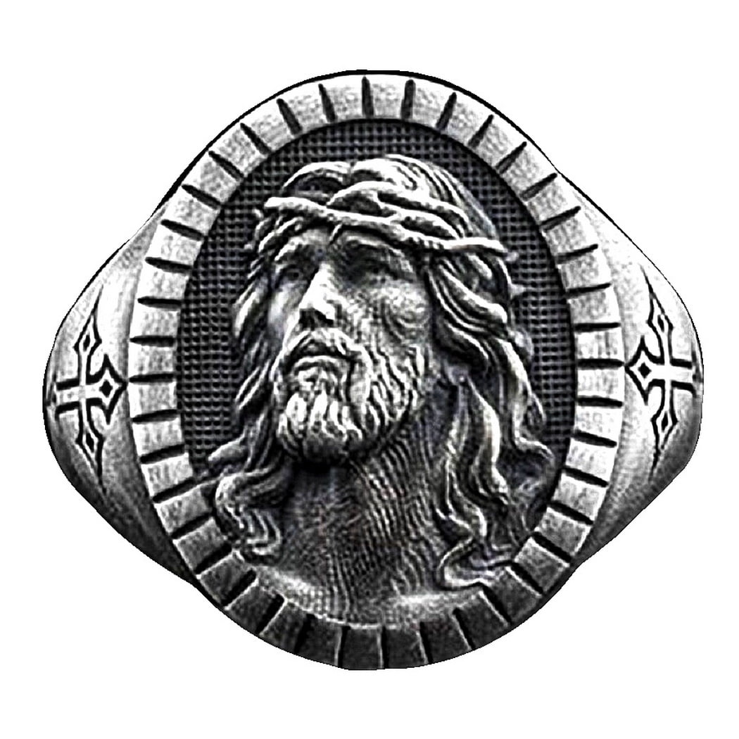 PikaLF Jesus Head Ring for Men, Catholic Christian Cross Ring, Vintage ...