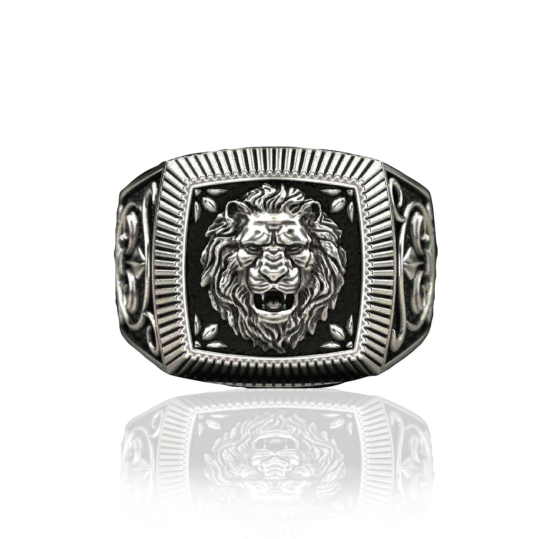 PikaLF Lion Head Ring for Men, Norse Viking Roaring Lion Ring Vintage ...