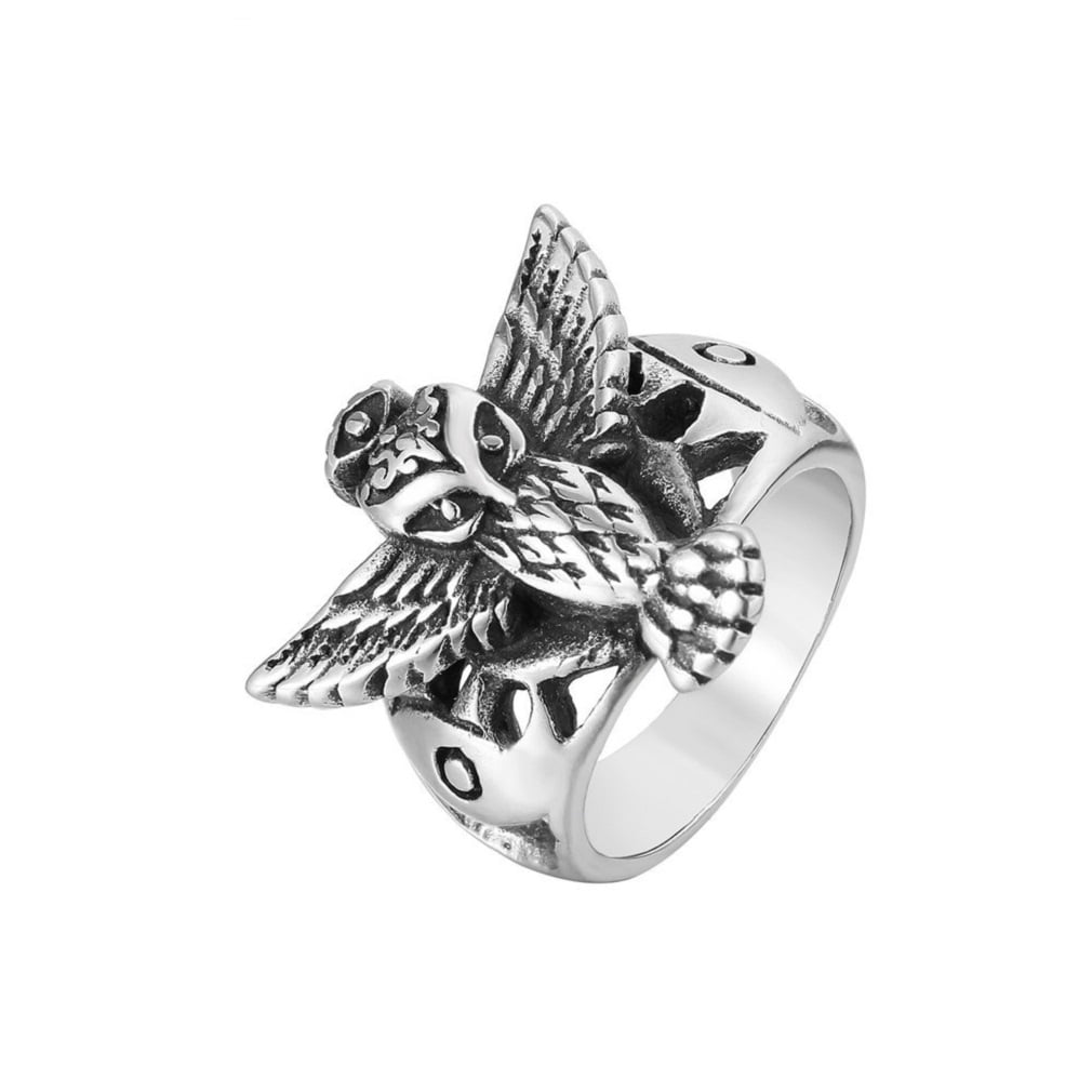 PikaLF Owl Ring for Men, Owl Eye Ring, Stainless Steel Norse Viking Owl ...