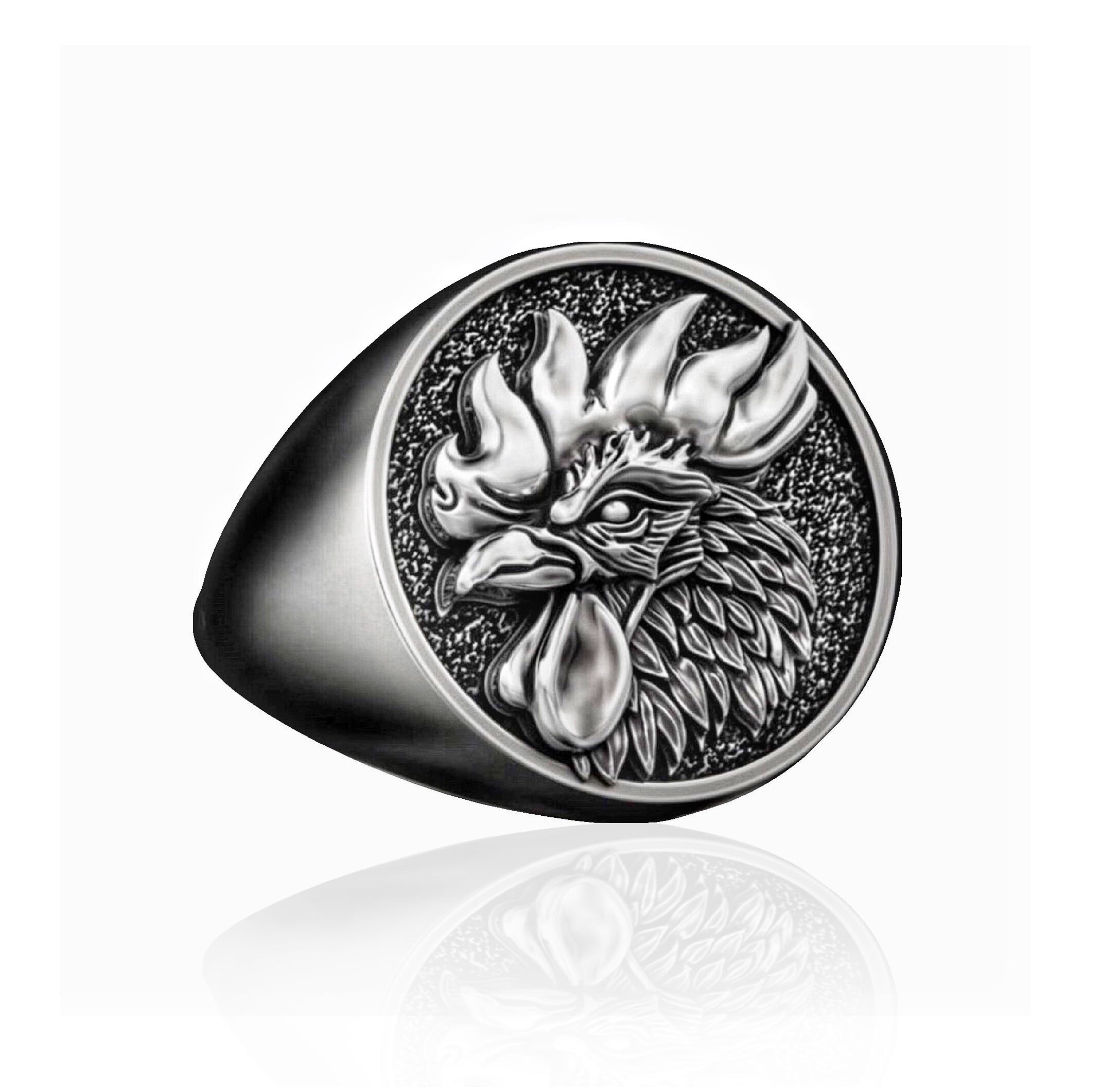 PikaLF Phoenix Bird Ring for Men, Chicken Rooster Ring, Gold Plated ...