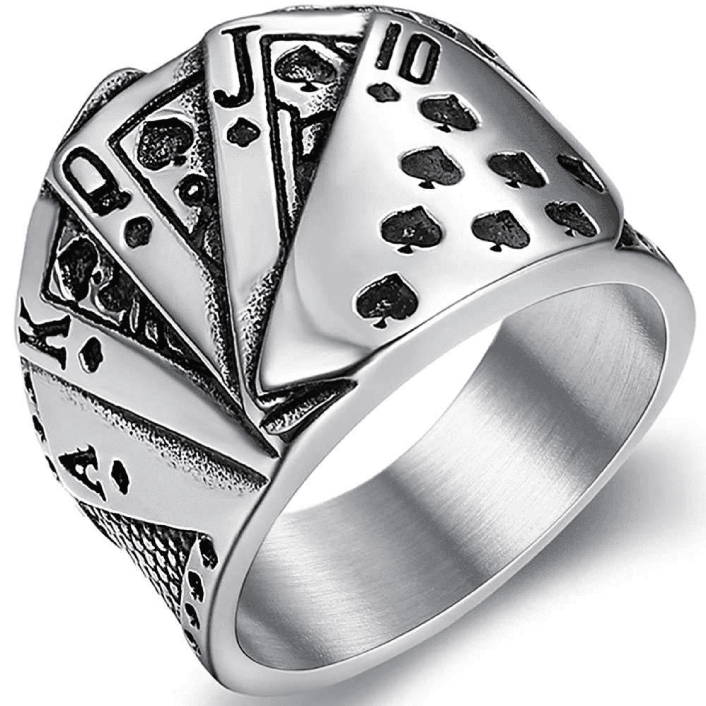 PikaLF Royal Flush Ring for Men, Flush Poker Cards Ring, Playing Cards ...