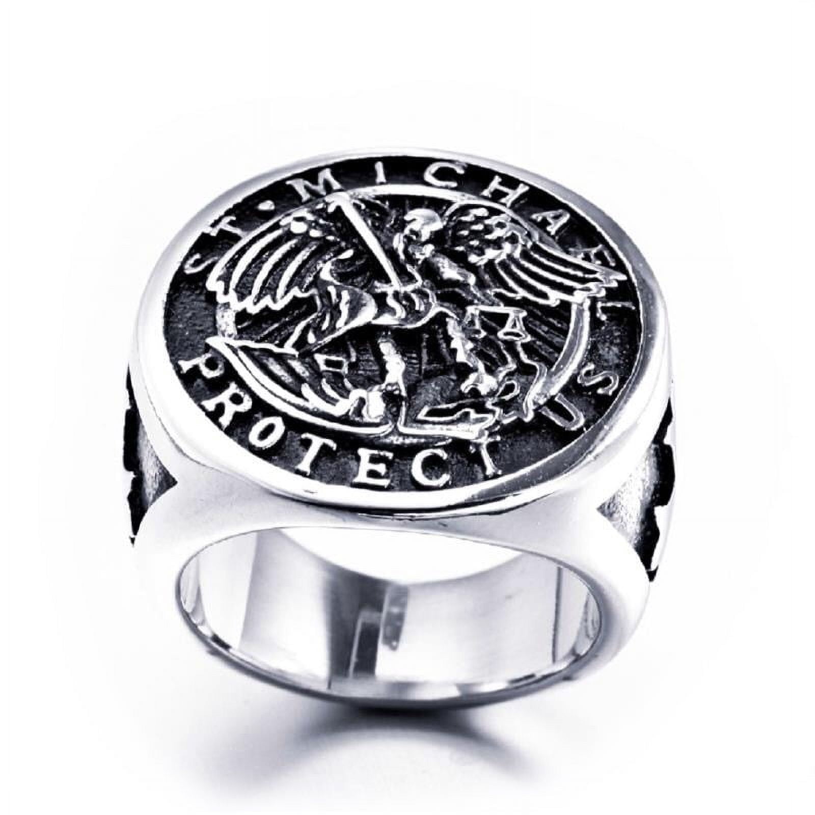 PikaLF St. Michael Ring for Men, Vintage Cross Ring, Saint Michael The ...
