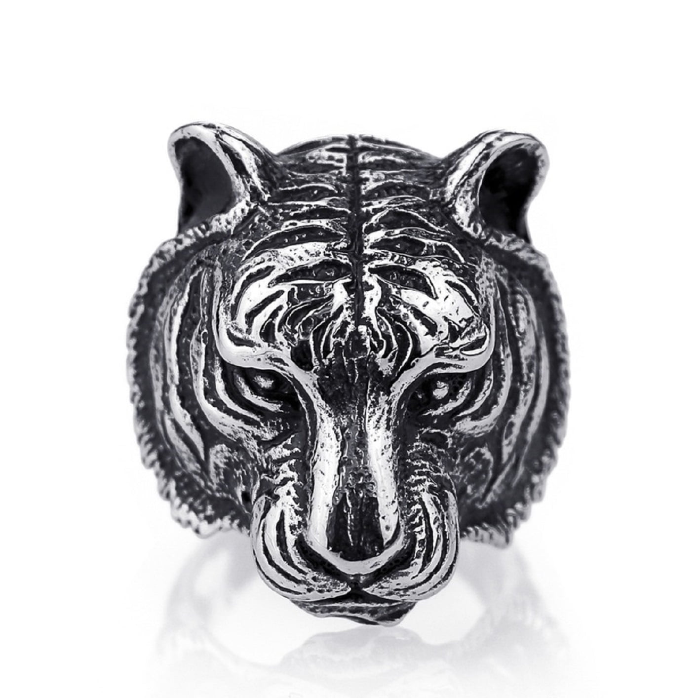 PikaLF Tiger Head Ring for Men, Vintage Gothic Tribal Biker Tiger Skull ...