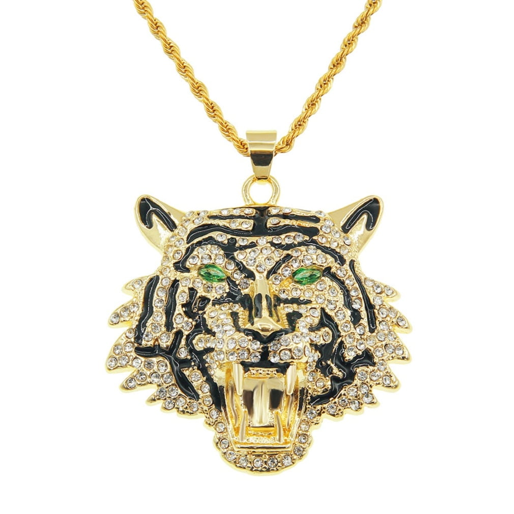 PikaLF Tiger Necklace for Men, Hip Hop Tiger Necklace, Green Eye Tiger ...