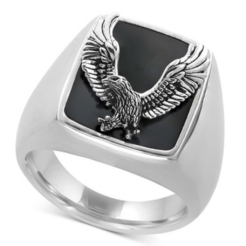 PikaLF Vintage Hawk Eagle Ring for Men, USA Flying American Bald Eagle ...