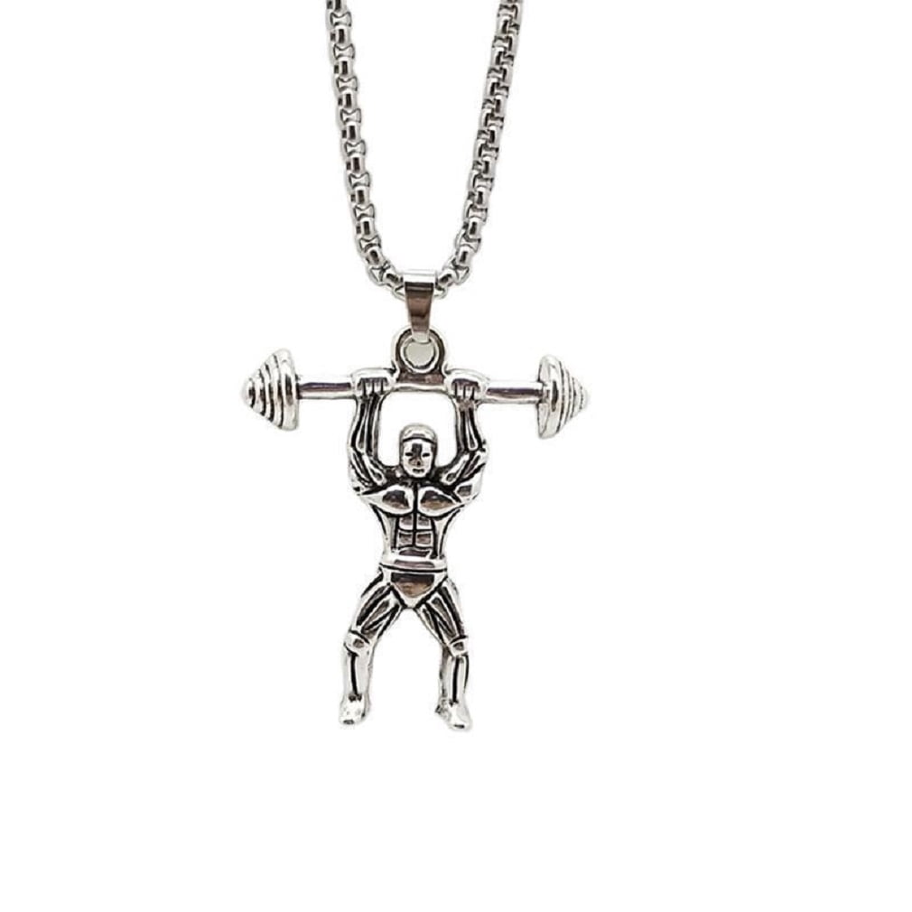 PikaLF Weightlifting Necklace for Men, Bodybuilding Muscle Man Dumbbell ...