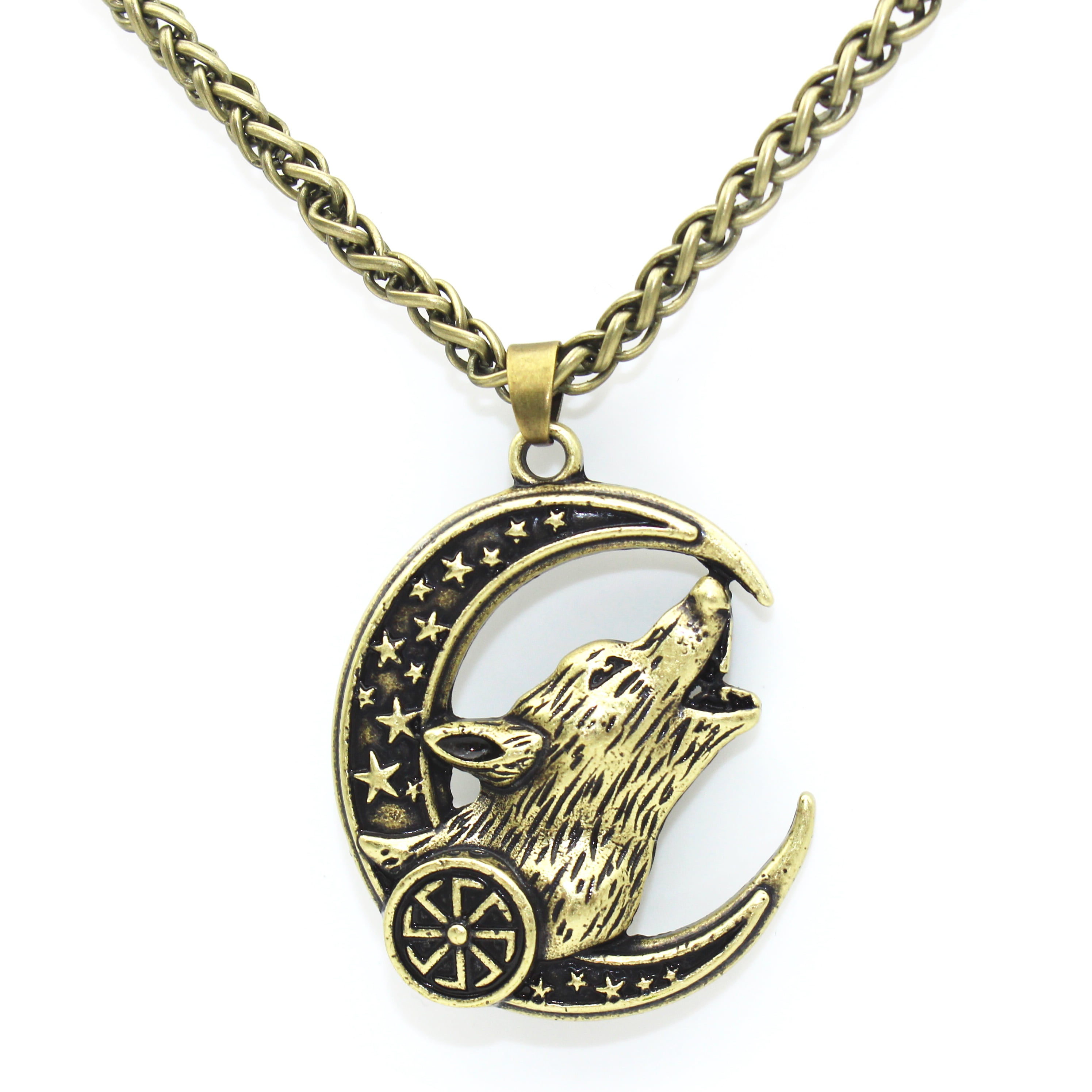 PikaLF Wolf Necklace for Men, Crescent Moon Wolf Necklace, Norse Viking ...