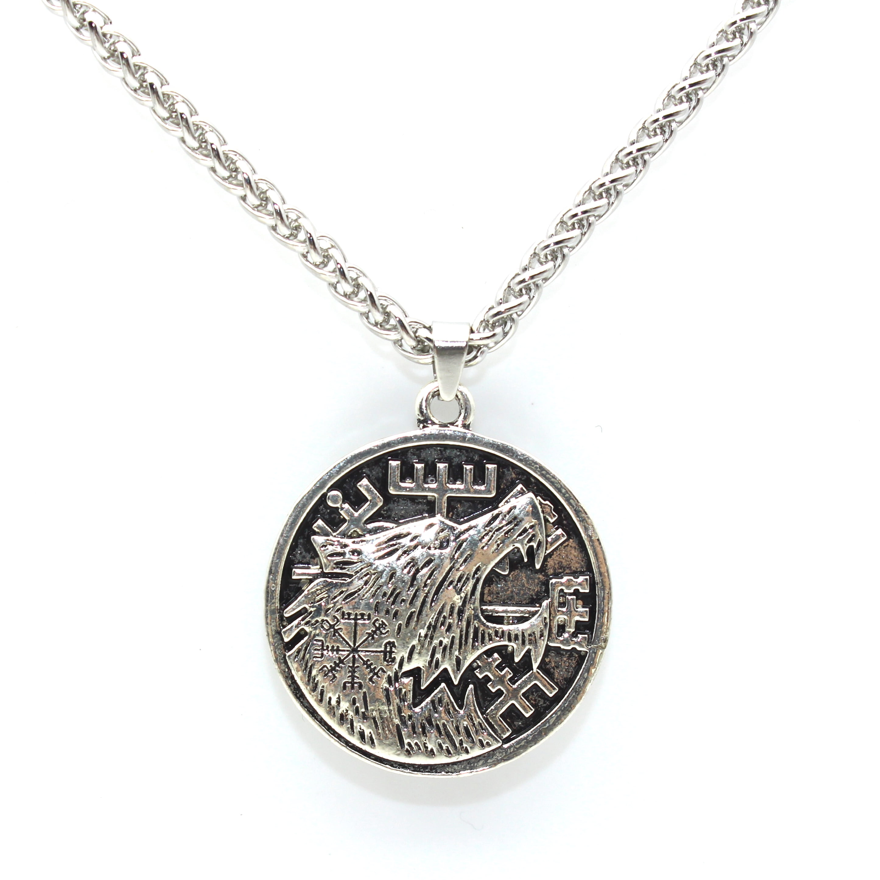 PikaLF Wolf Necklace for Men, Retro Wolf Compass Amulet Necklace, Norse ...