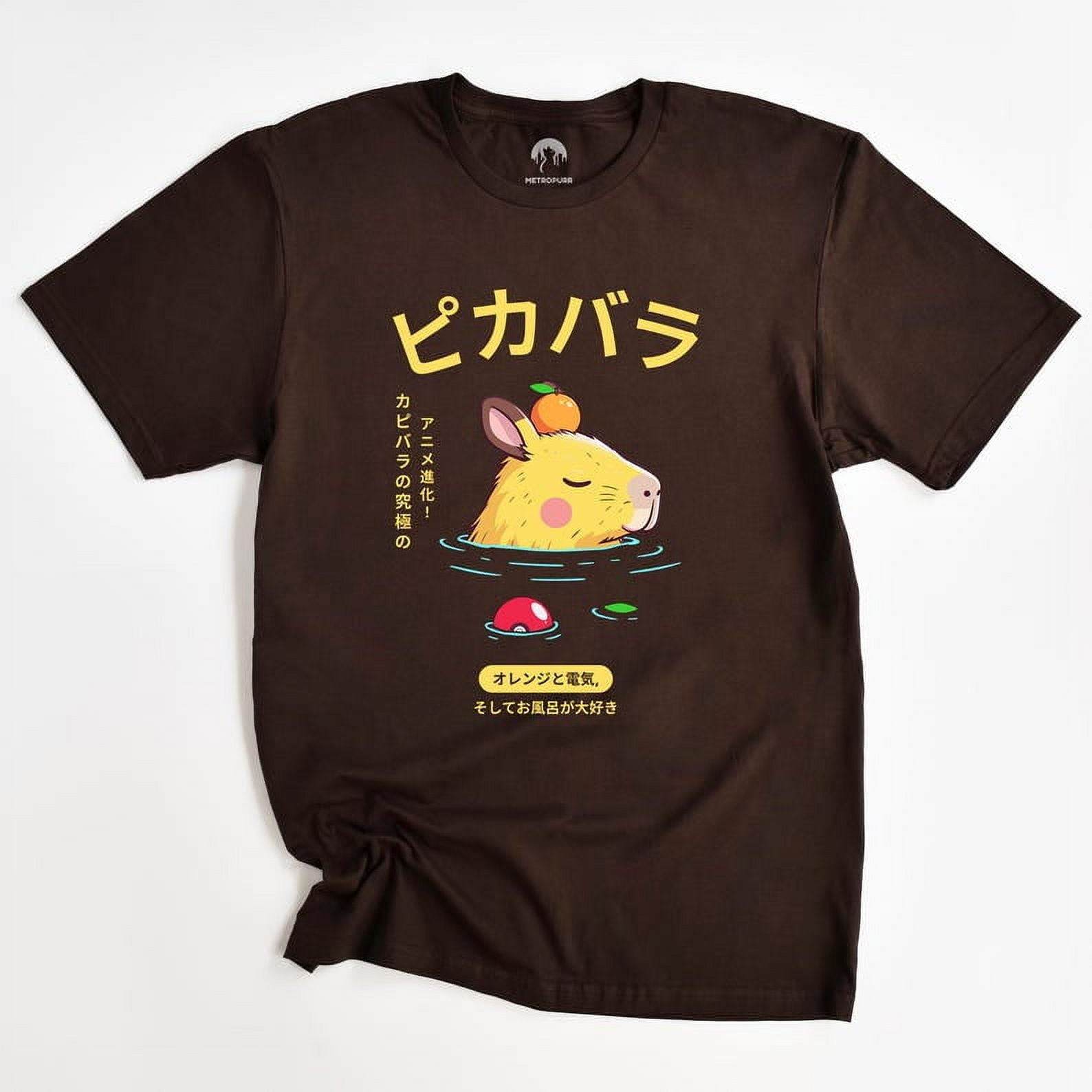 Pikabara T-Shirt, Japanese Capybara Shirt, Cute Anime Capybara Tee ...