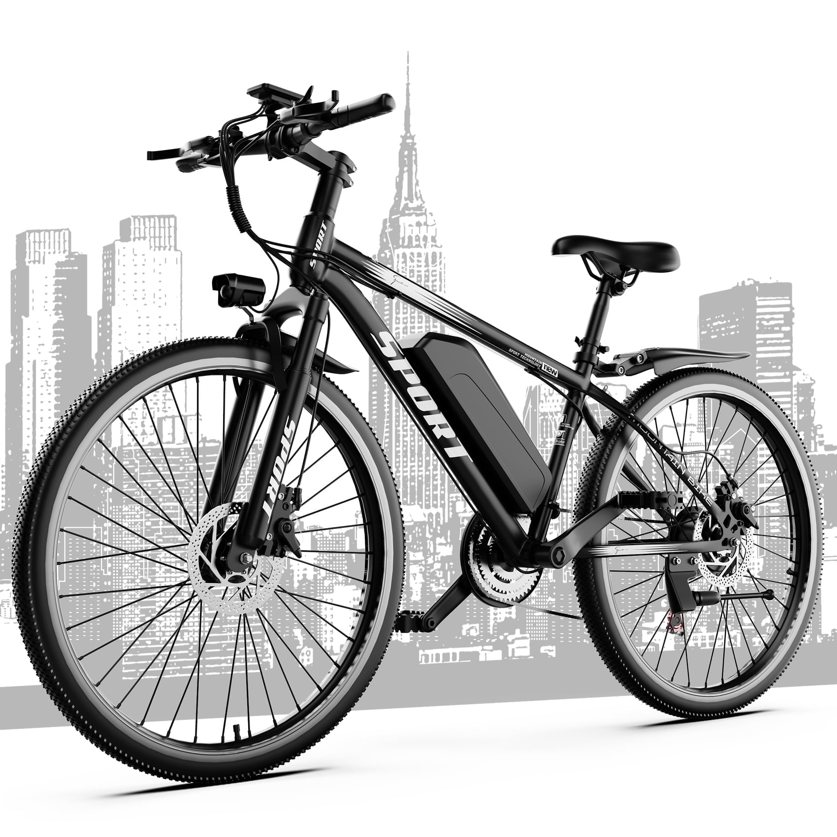 Pikabike Electric Mountain Bike 26" 1200W Peak Motor, 65 Miles 28MPH Ebike, 480Wh Battery ...