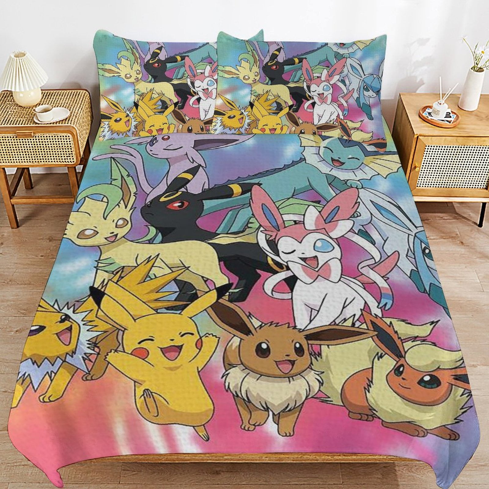 Pikachu 3-Piece All Season Bedding Set, Comforter Set with Pillow Shams ...