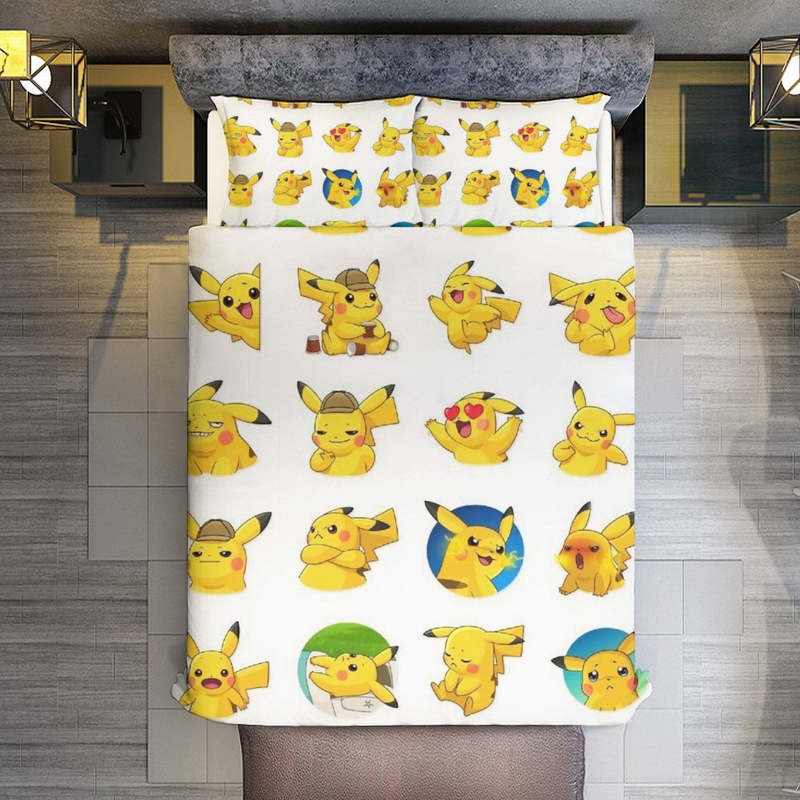 Pikachu Duvet Cover Set with 2 Pillowcases for All Seasons,Bedding Set ...