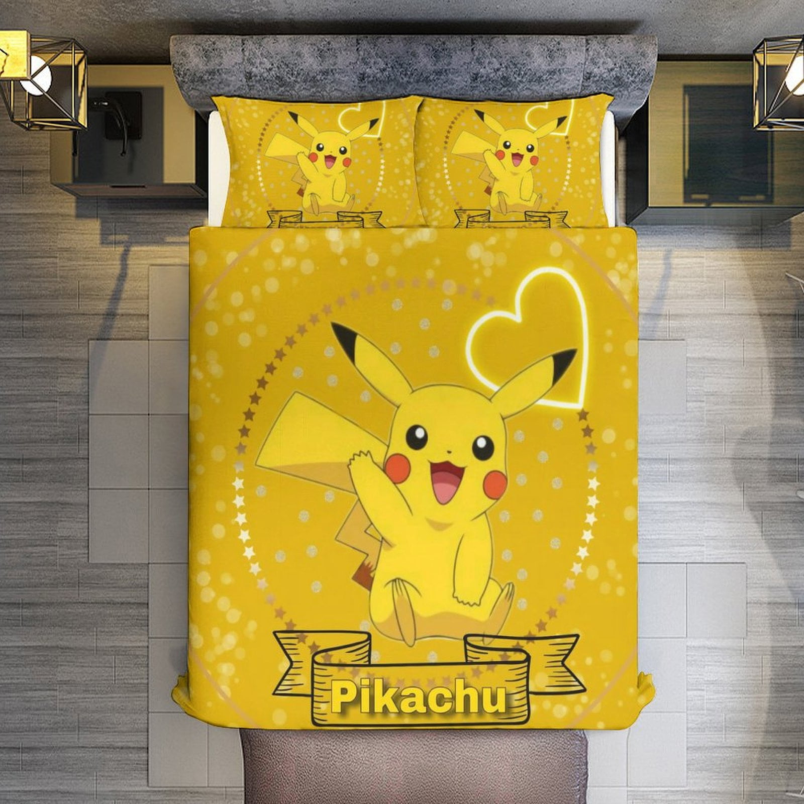Pikachu Duvet Cover Set with 2 Pillowcases for All Seasons,Bedding Set ...