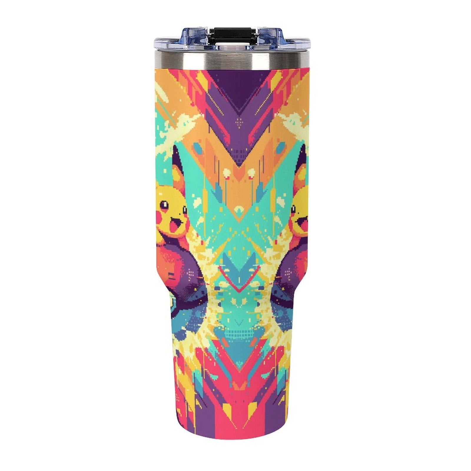 Pikachu 40 Oz Large Capacity Car Cup With Lid And Straw Stainless Steel ...