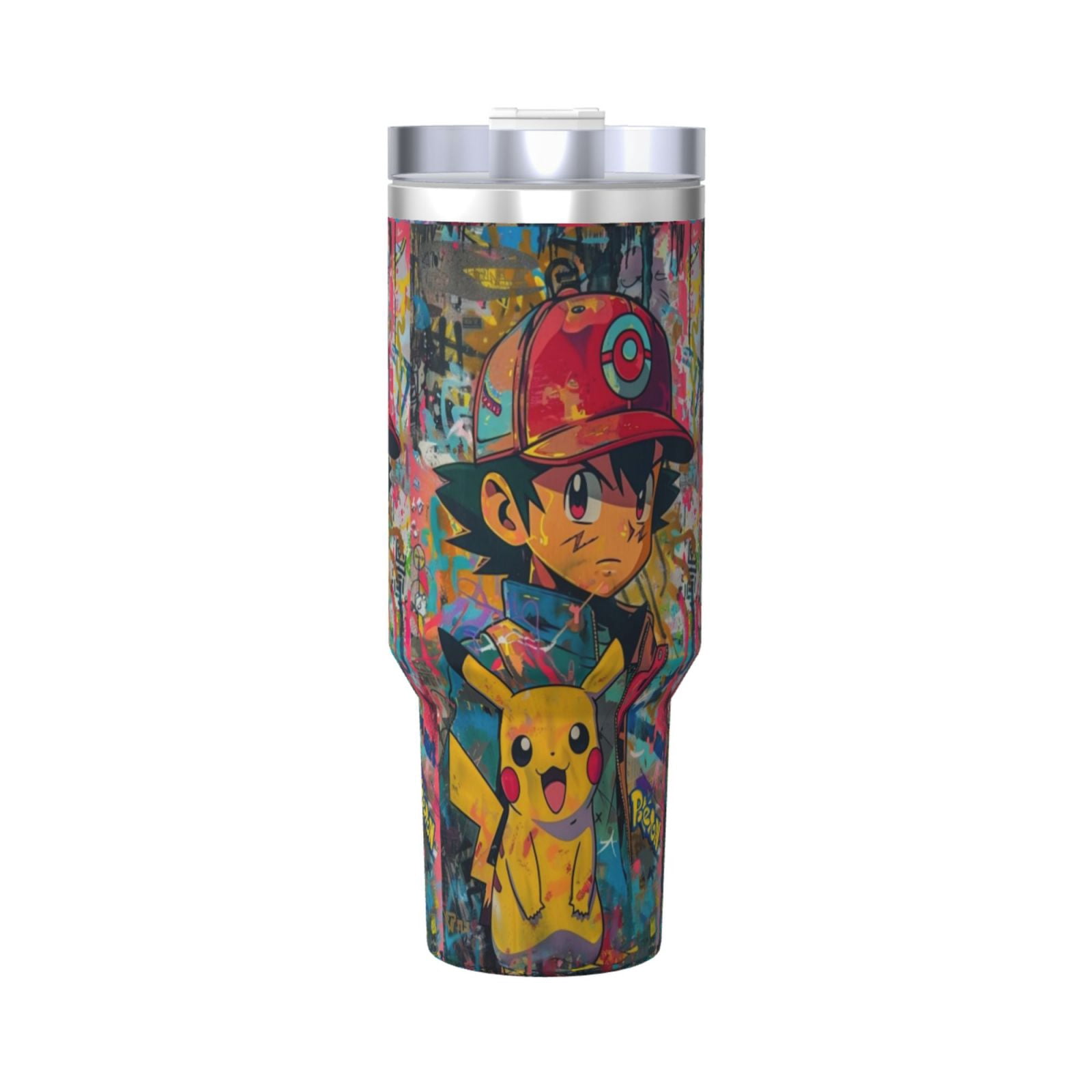 Pikachu And Ash 40 oz Tumbler with Handle and Straw Lid,Water Bottle ...