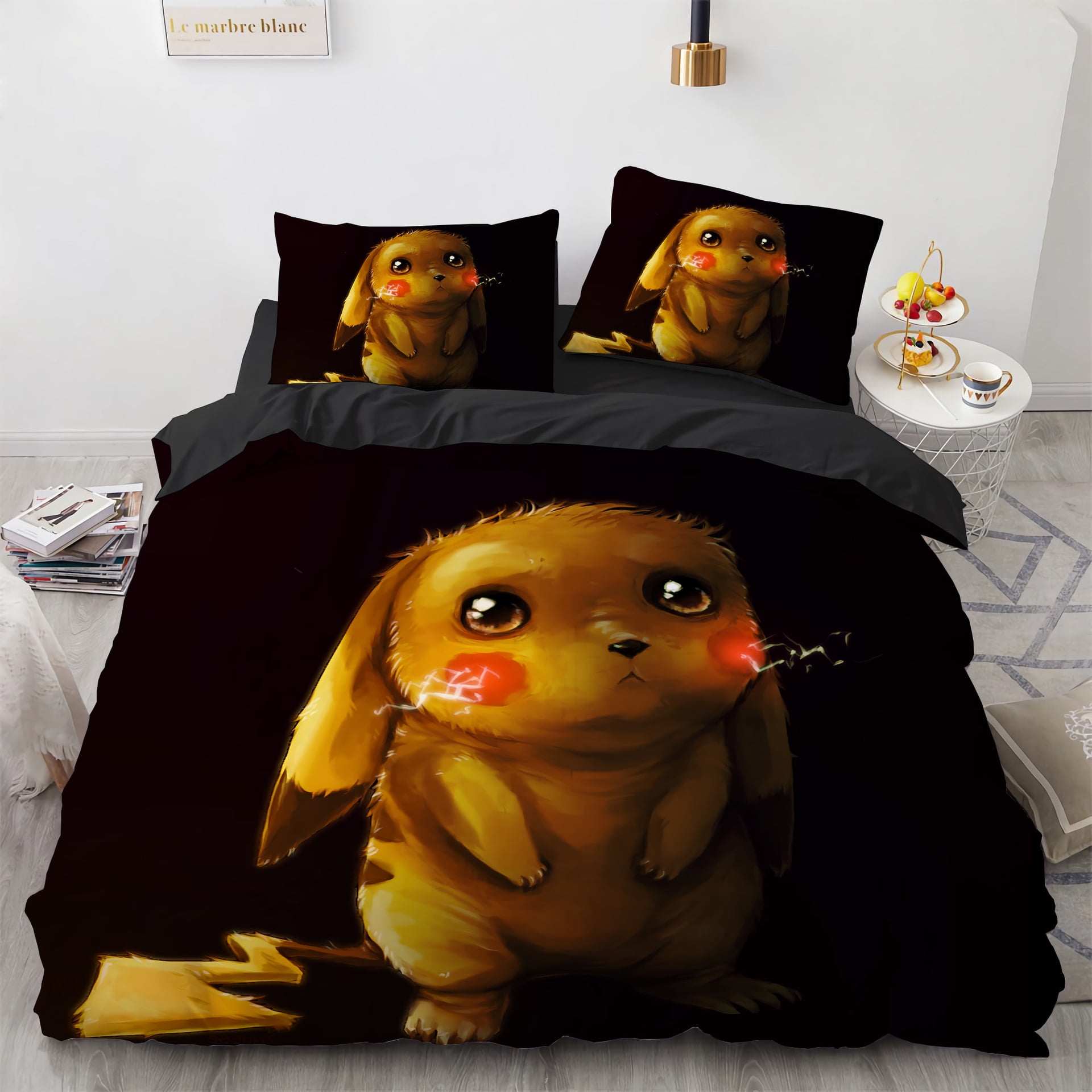 Pikachu Bed in a Bag 3 Set, Reversible Bedding Set 100% Polyester ...