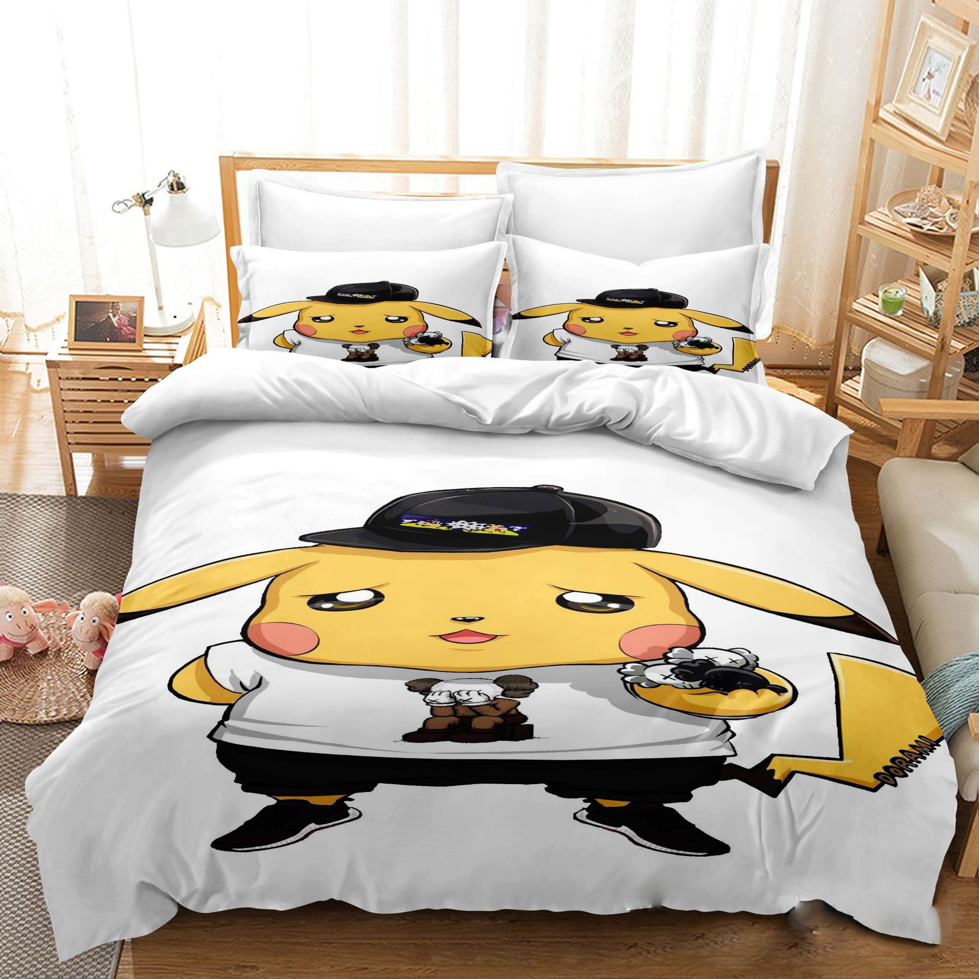 Pikachu Bed in a Bag 3 Set, Reversible Bedding Set 100% Polyester ...