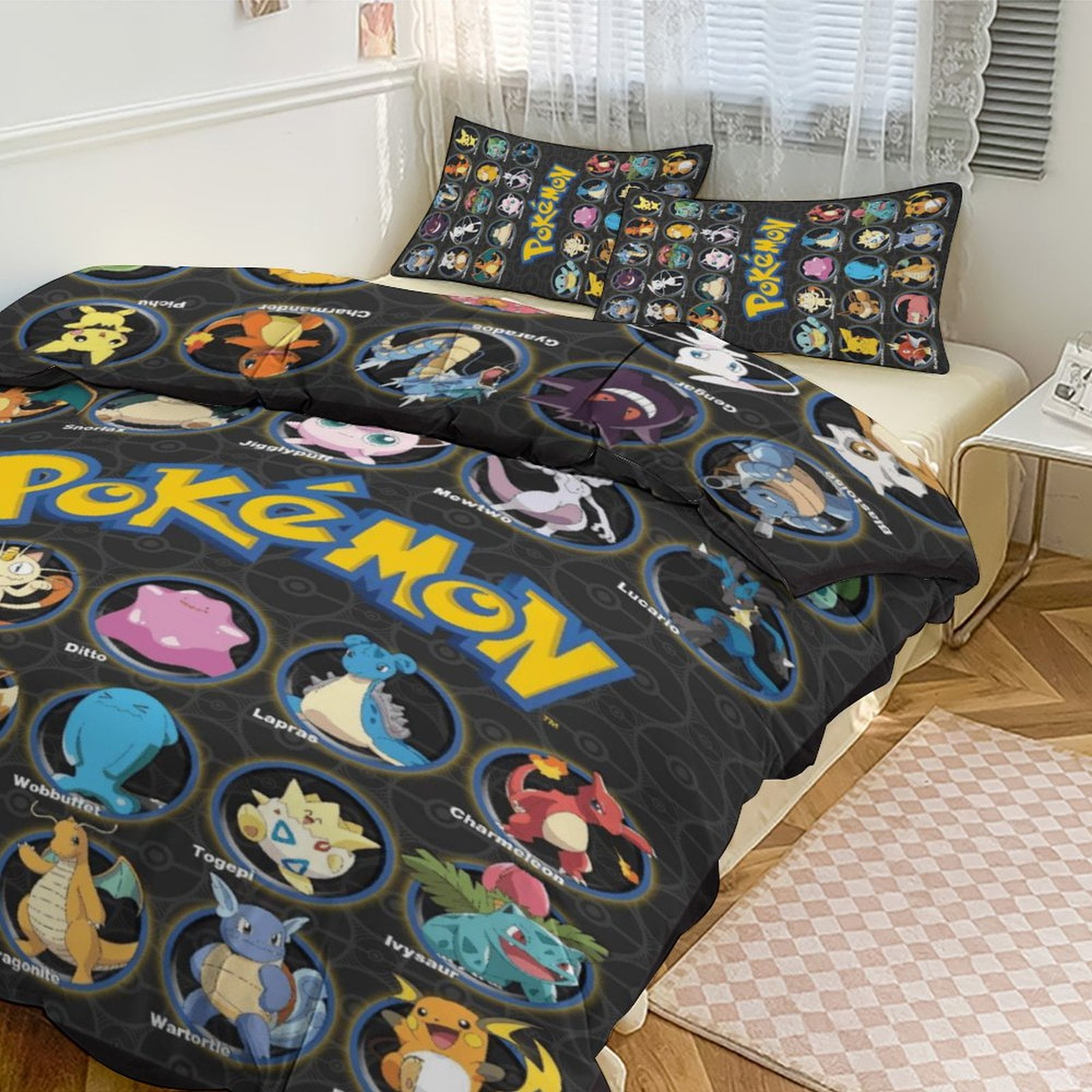 Pikachu Bedding Set Anime Three-piece for Boys Girls Teens Twin ...