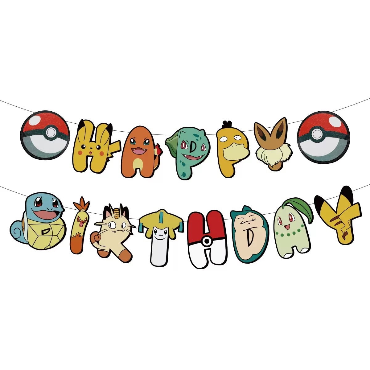 Pikachu Birthday Banner for Kids, Pokemon Paper Party Decorations, Colorful Cartoon Birthday ...