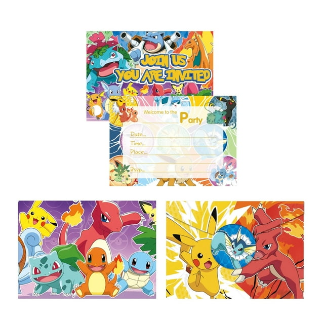 Pikachu Birthday Party Invitation & Envelopes，12Pcs - Walmart.com