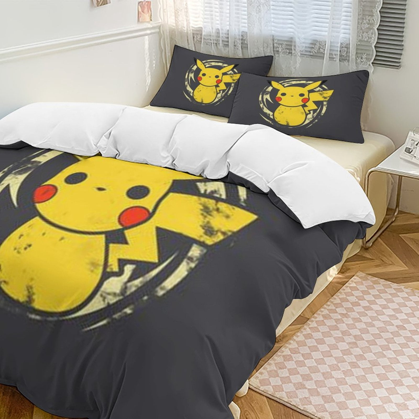 Pikachu Cartoon Shower Curtain Set for Bathroom 4 Piece Bathroom ...