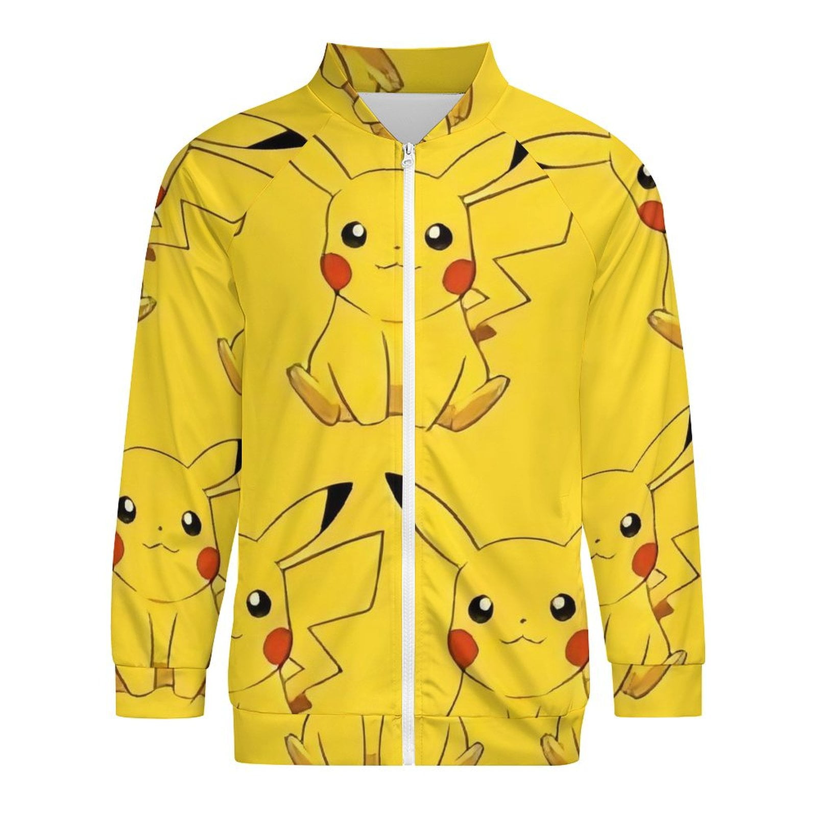 Pikachu Cartoon crew neck zip-up sweatshirt for teens and men 2XL ...