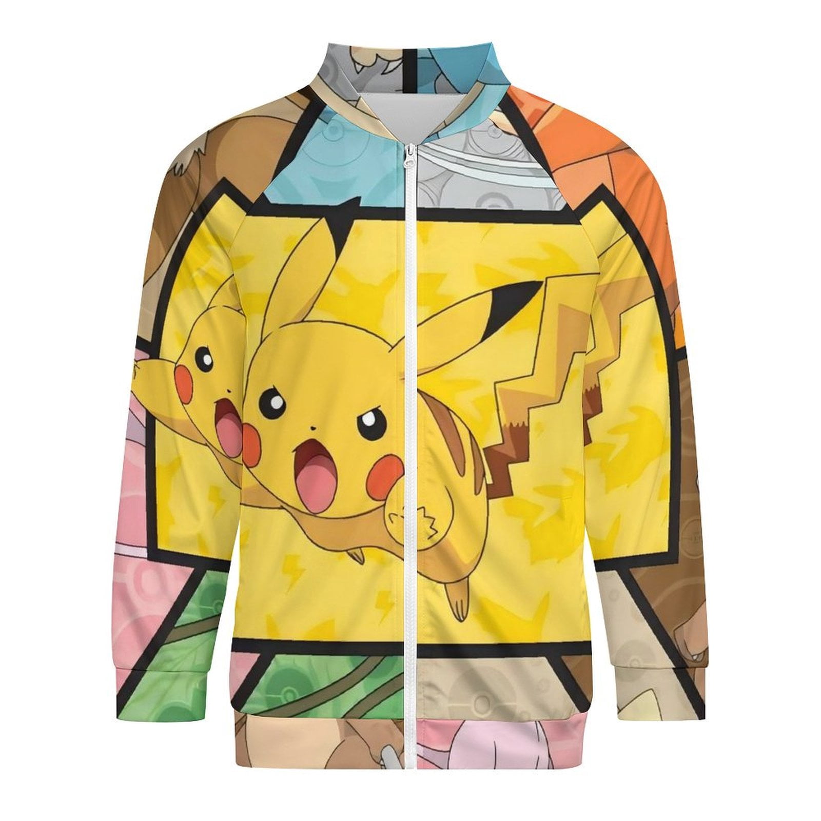 Pikachu Cartoon crew neck zip-up sweatshirt for teens and men 3XL ...