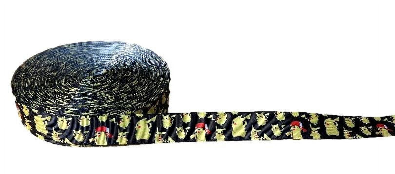 Pikachu Character Black Border 3/8 inch Wide 3 Yards Long Repeat Ribbon ...