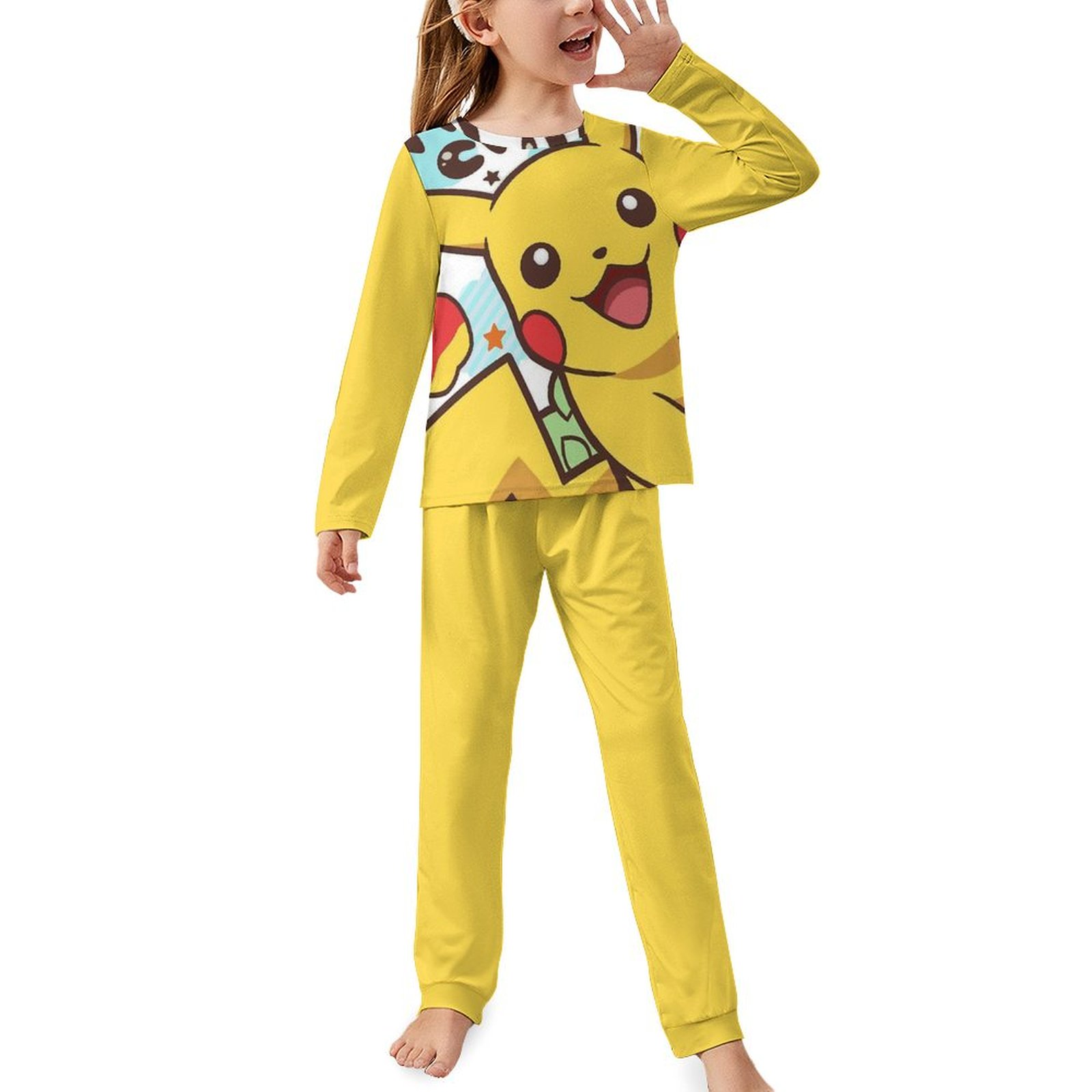 Pikachu Child Pajamas Set for Boys Girls 6 Sizes, Long Sleeve Soft ...