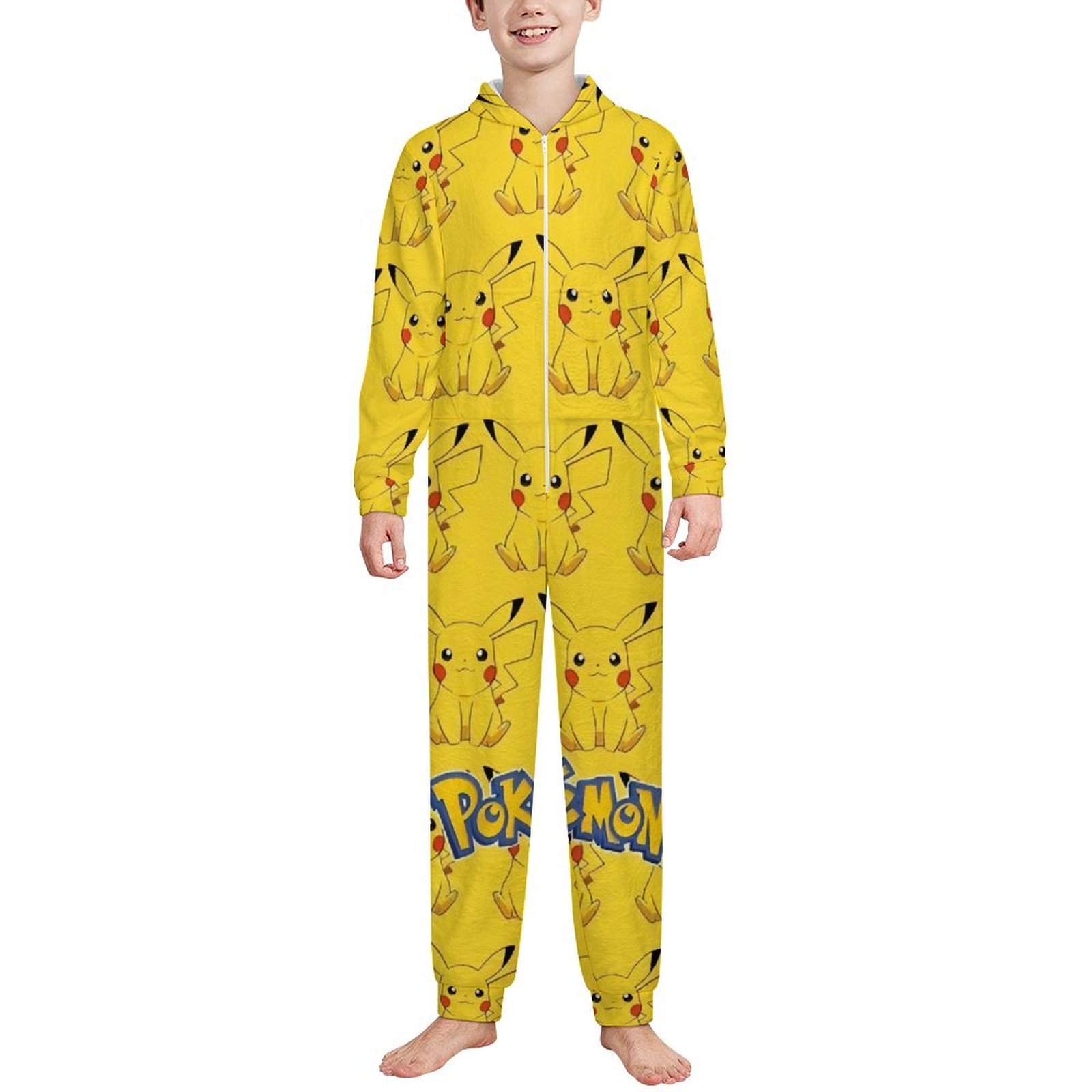 Pikachu Children's hooded one-piece zip-up pajamas 2-3Y - Walmart.com