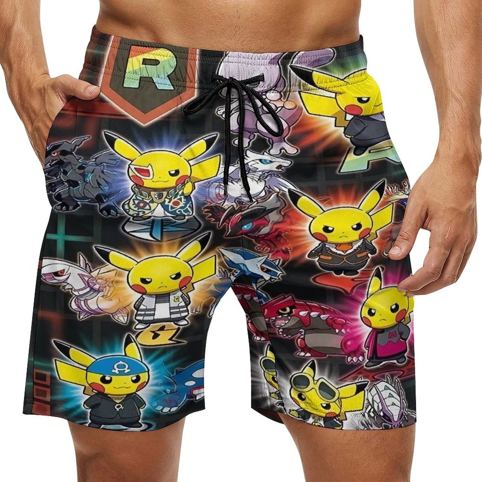 Pikachu Cosplaying As The Bosses Mens Swim Trunks with Compression ...