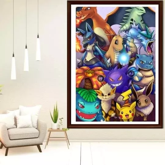 Pikachu Dragonite Charmander Eevee Pokemon Art Wall Art Home Decor NO FRAMED POSTER - Walmart.com