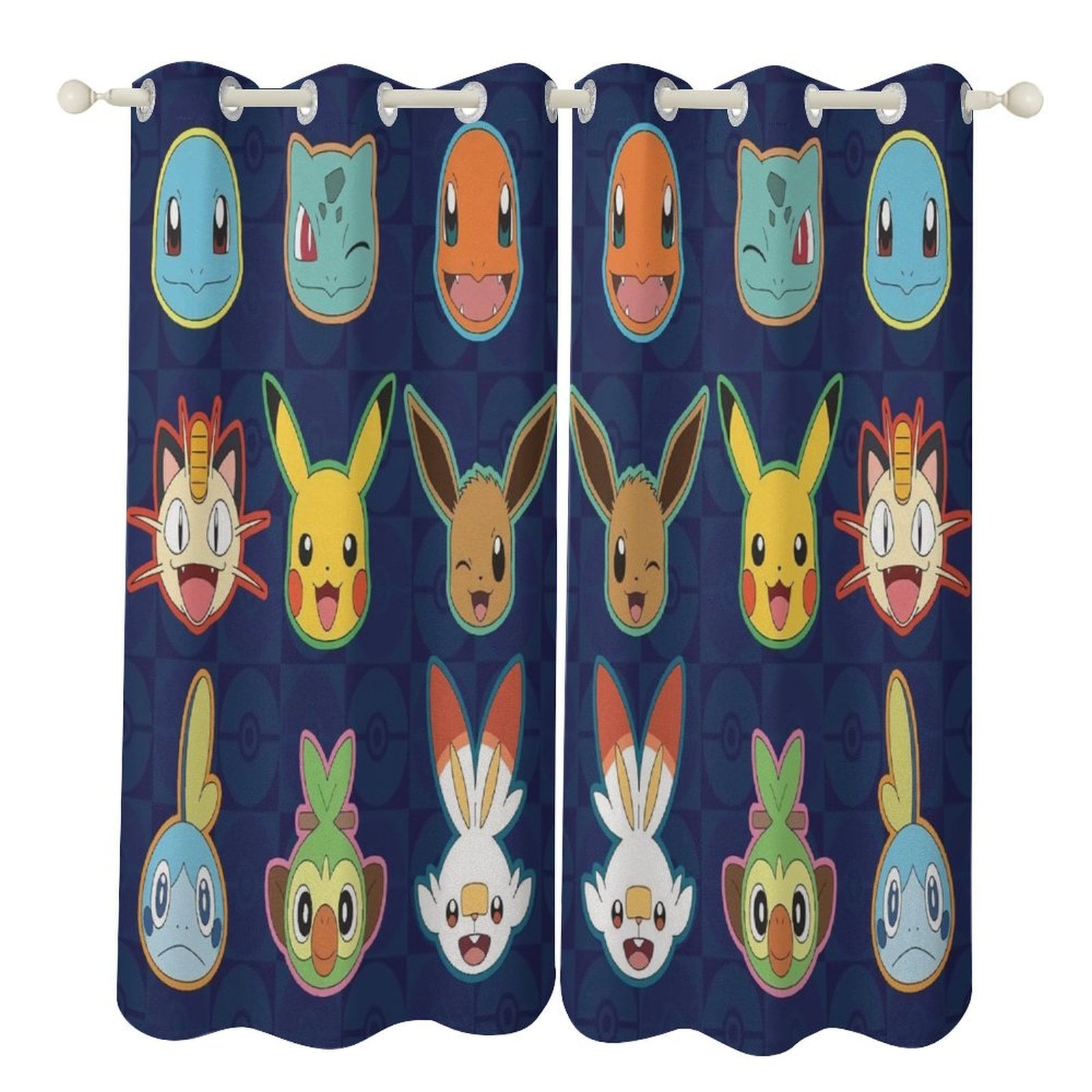Pikachu-Eevee Charmander Squirtle Bulbasaur Kids Curtains 52 X 84 Inch ...
