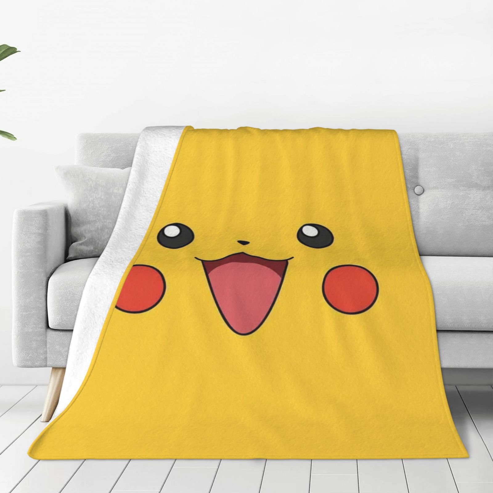 Pikachu Little & Big FACE Graphic Blanket Cartoon Blanket Home Cute ...
