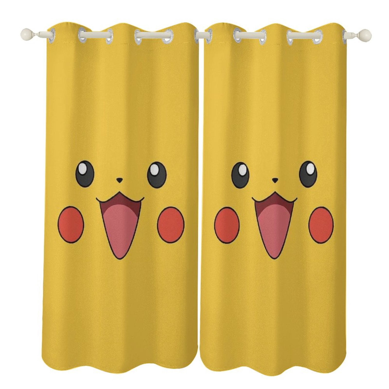 Pikachu Little & Big FACE Graphic Kids Curtains 52 X 84 Inch,Cartoon ...