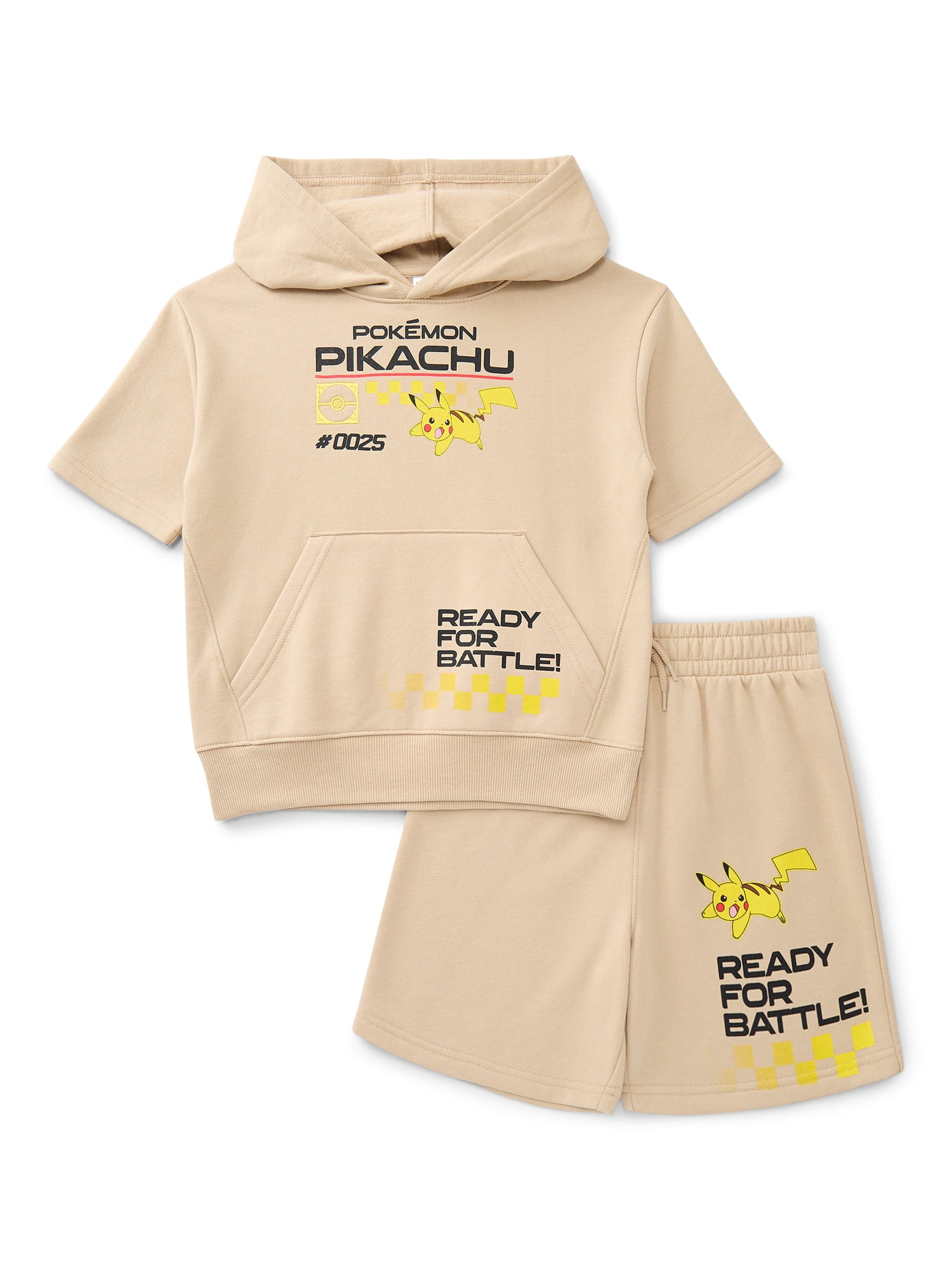 Pikachu Little Boys and Big Boys Short Sleeve Hoodie Shorts 2pc Set ...