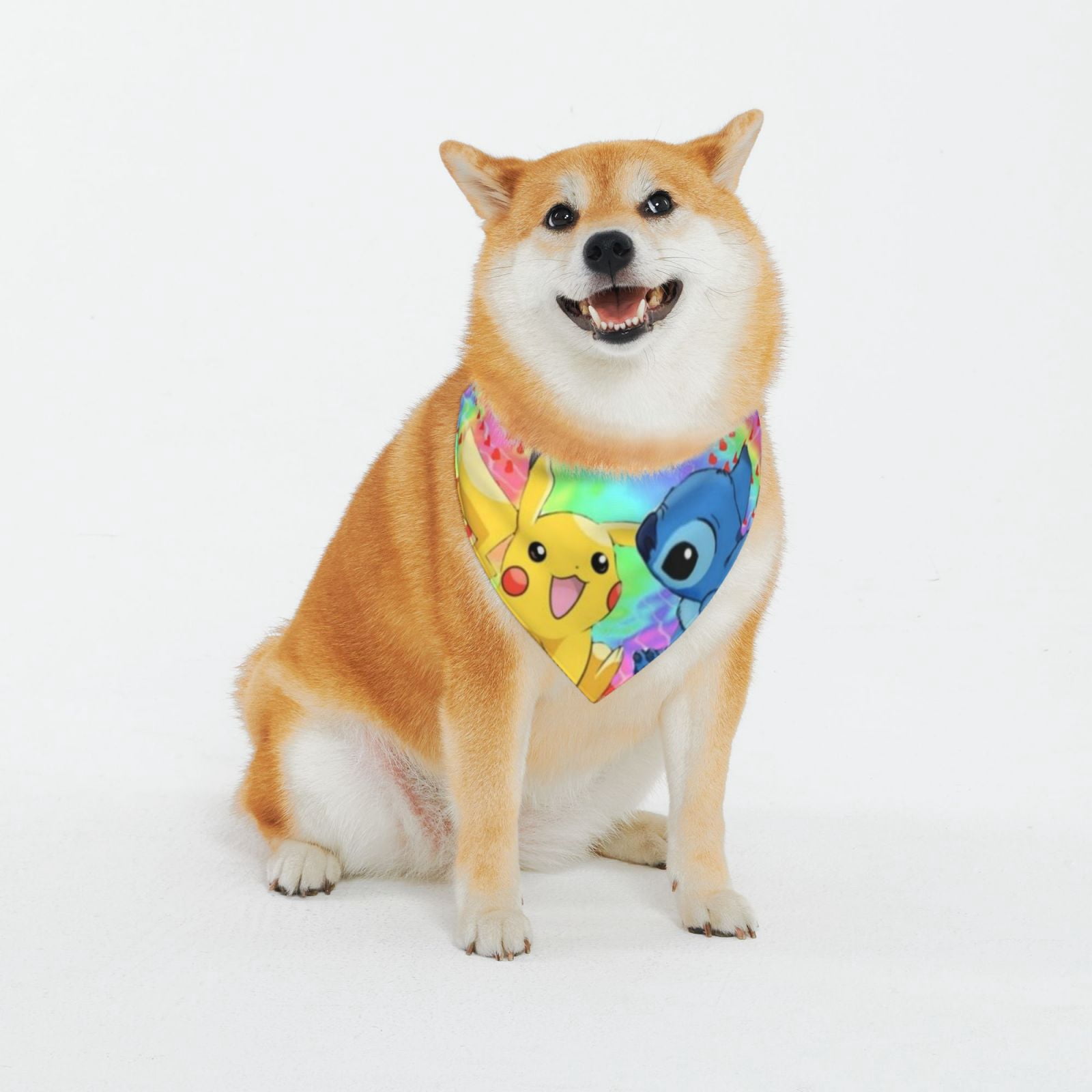 Pikachu Love Stitch Dog Bandana, Pet Scarf Adjustable Accessories for ...