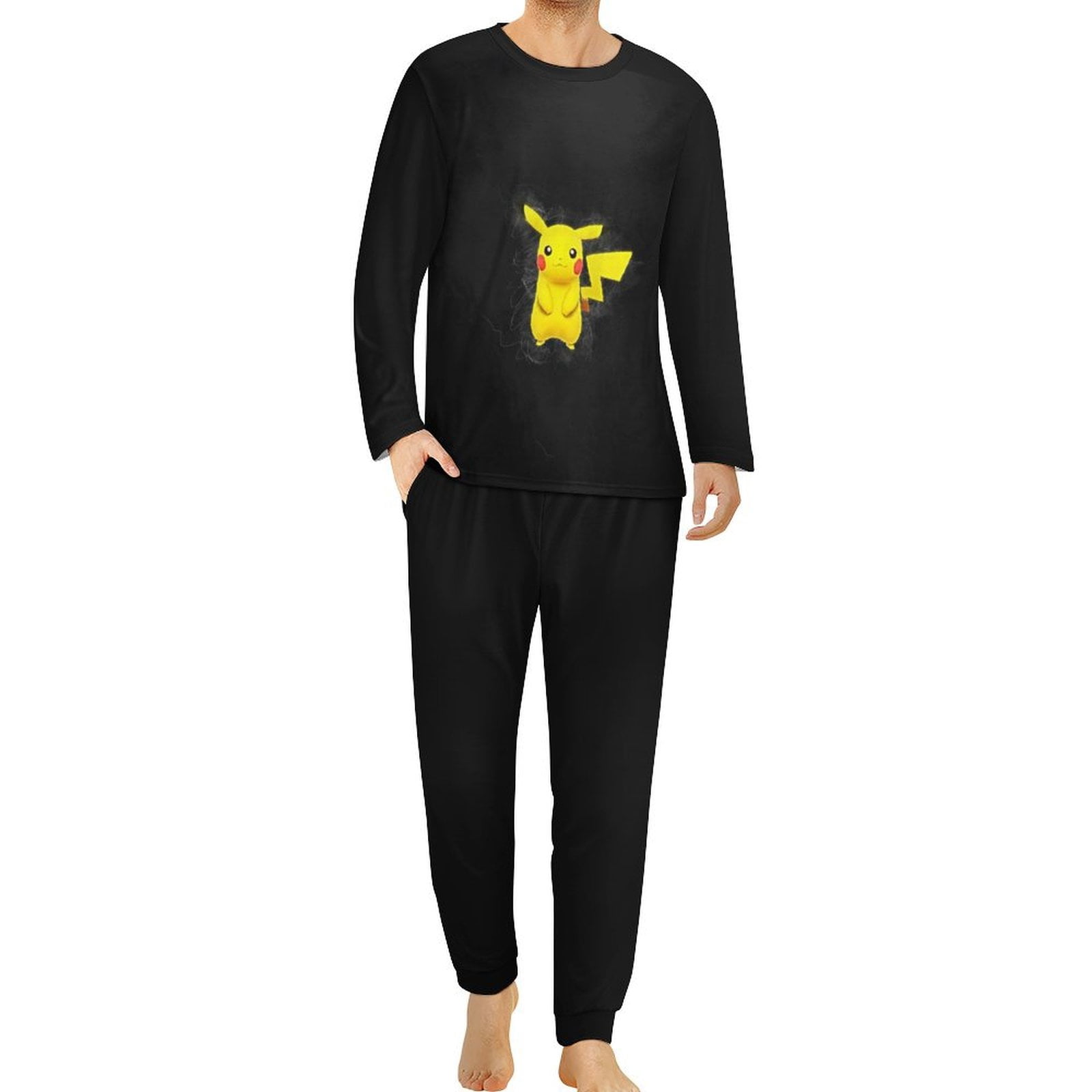 Pikachu Men's Long Sleeve Pajama，Soft Sleepwear Pjs Long for ...