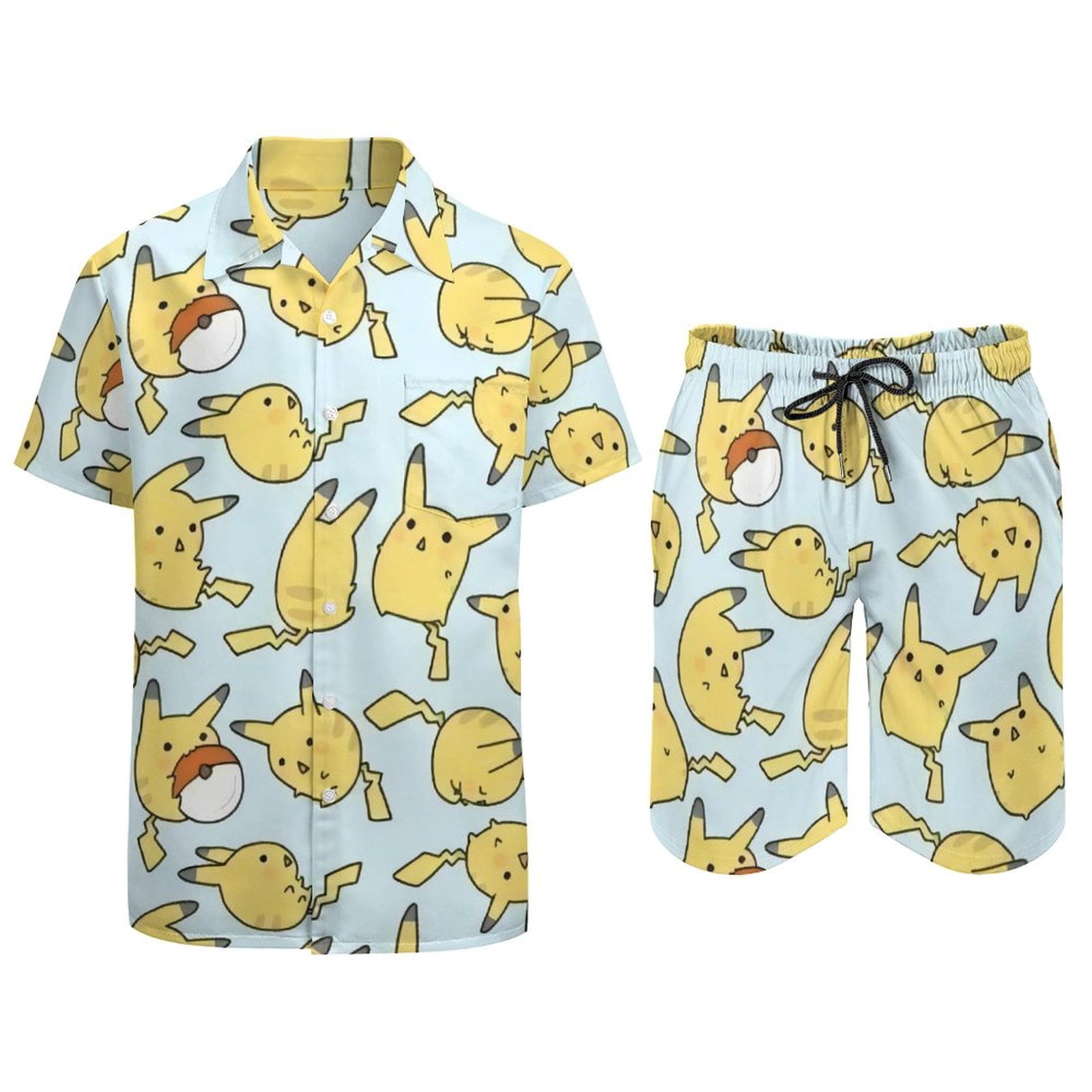 Pikachu Men's casual shirt beach suit M - Walmart.com