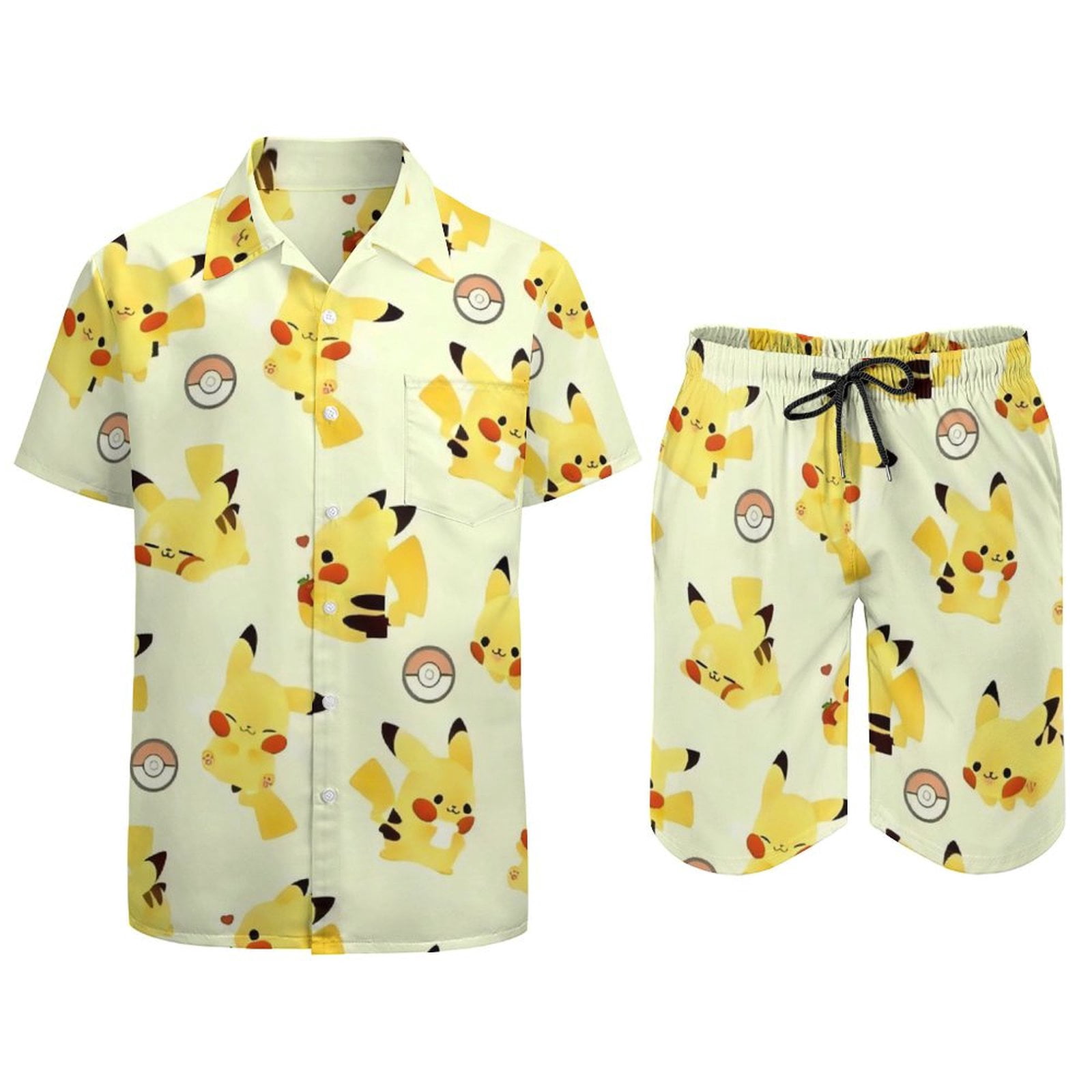 Pikachu Men's casual shirt beach suit S - Walmart.com