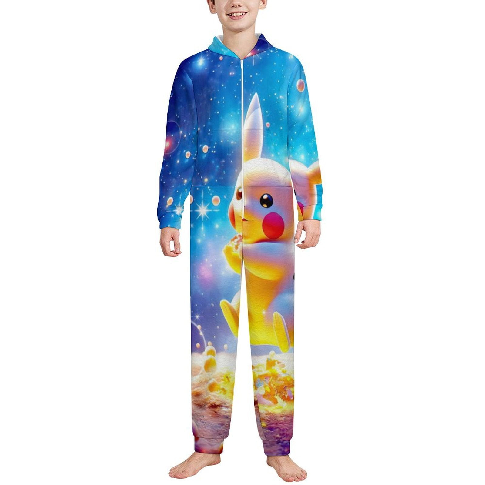 Pikachu Pajamas Girls Boys Flannel Onesie Animal One-Piece Loungewear ...