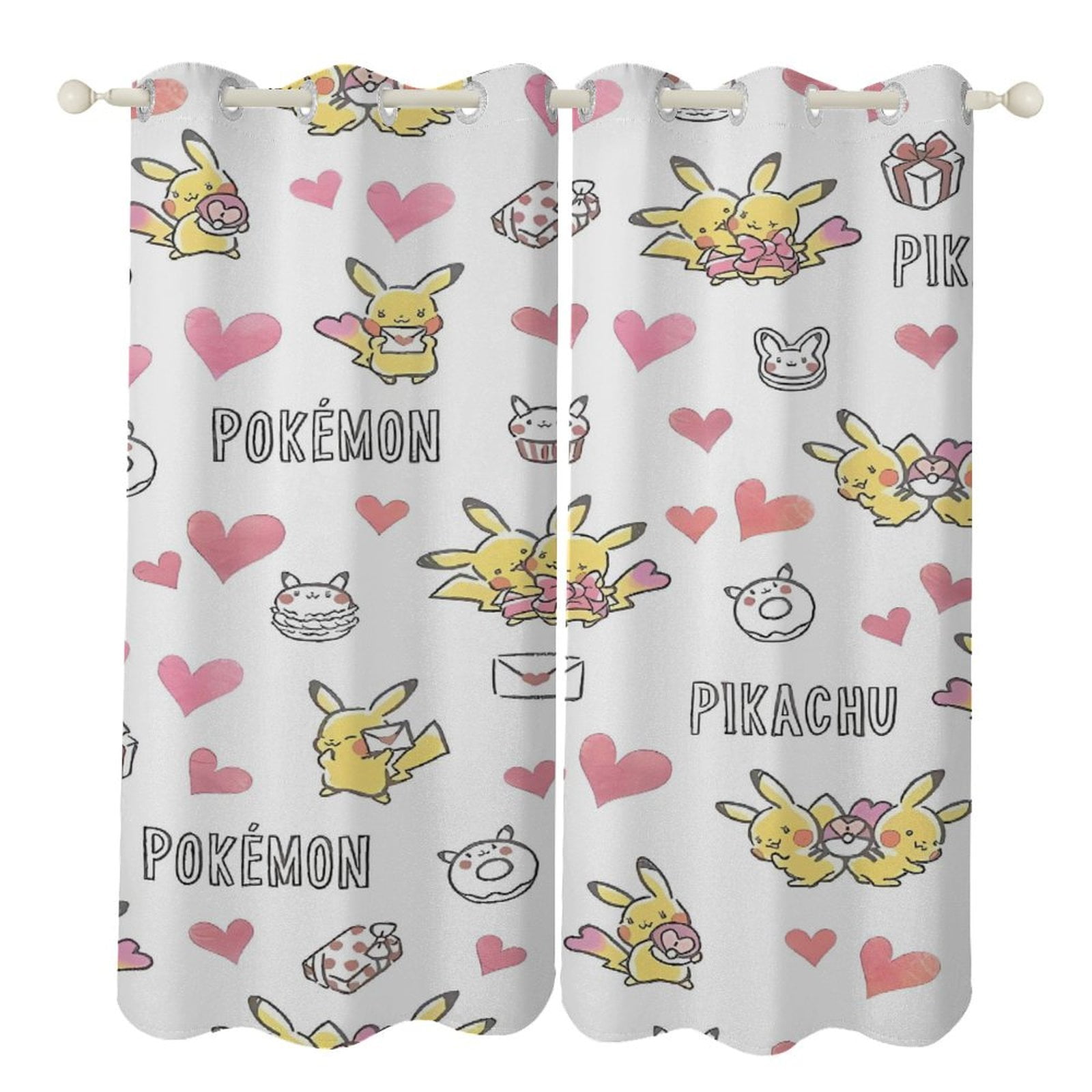Pikachu Perforated Curtain Blackout Curtains Decorative Apartment ...