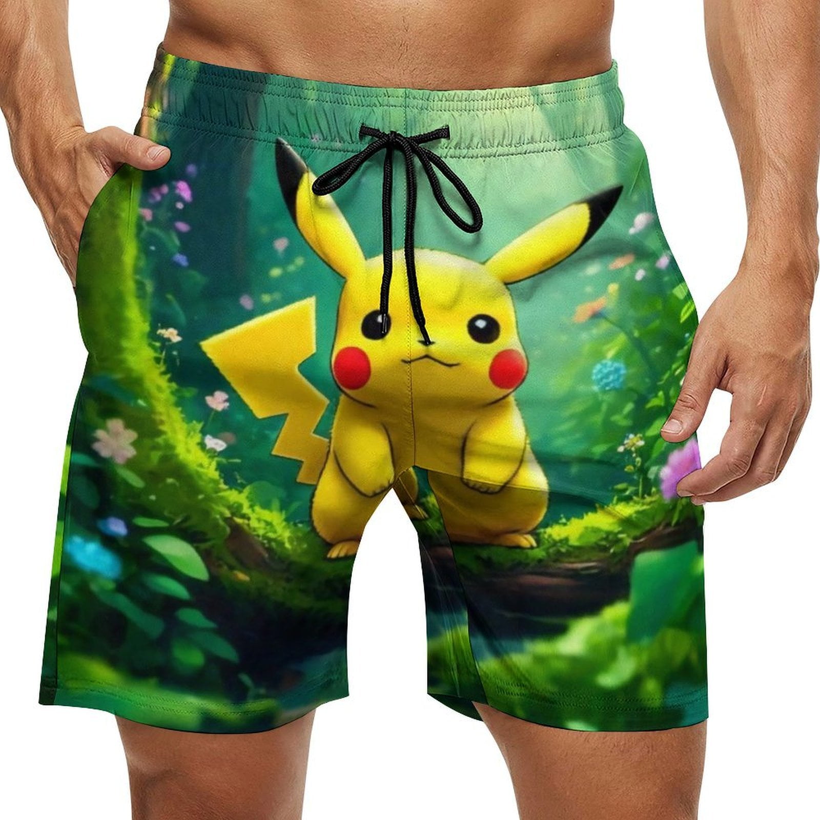 Pikachu Pokémon Anime Wallpaper Men's Swim Trunks Quick Dry Bathing ...