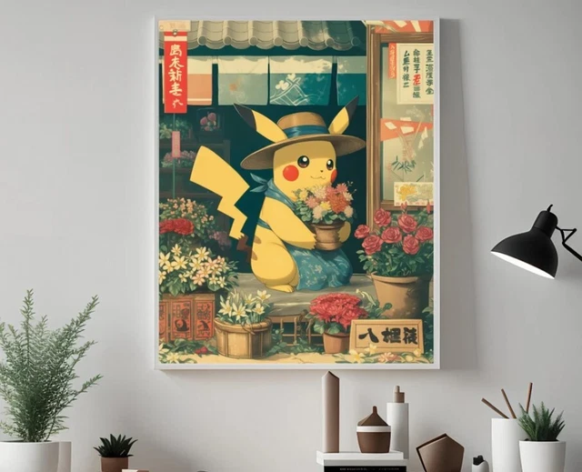 Pikachu Pokemon, Anime Poster NO FRAMED POSTER Home Decor, Vintage Art ...