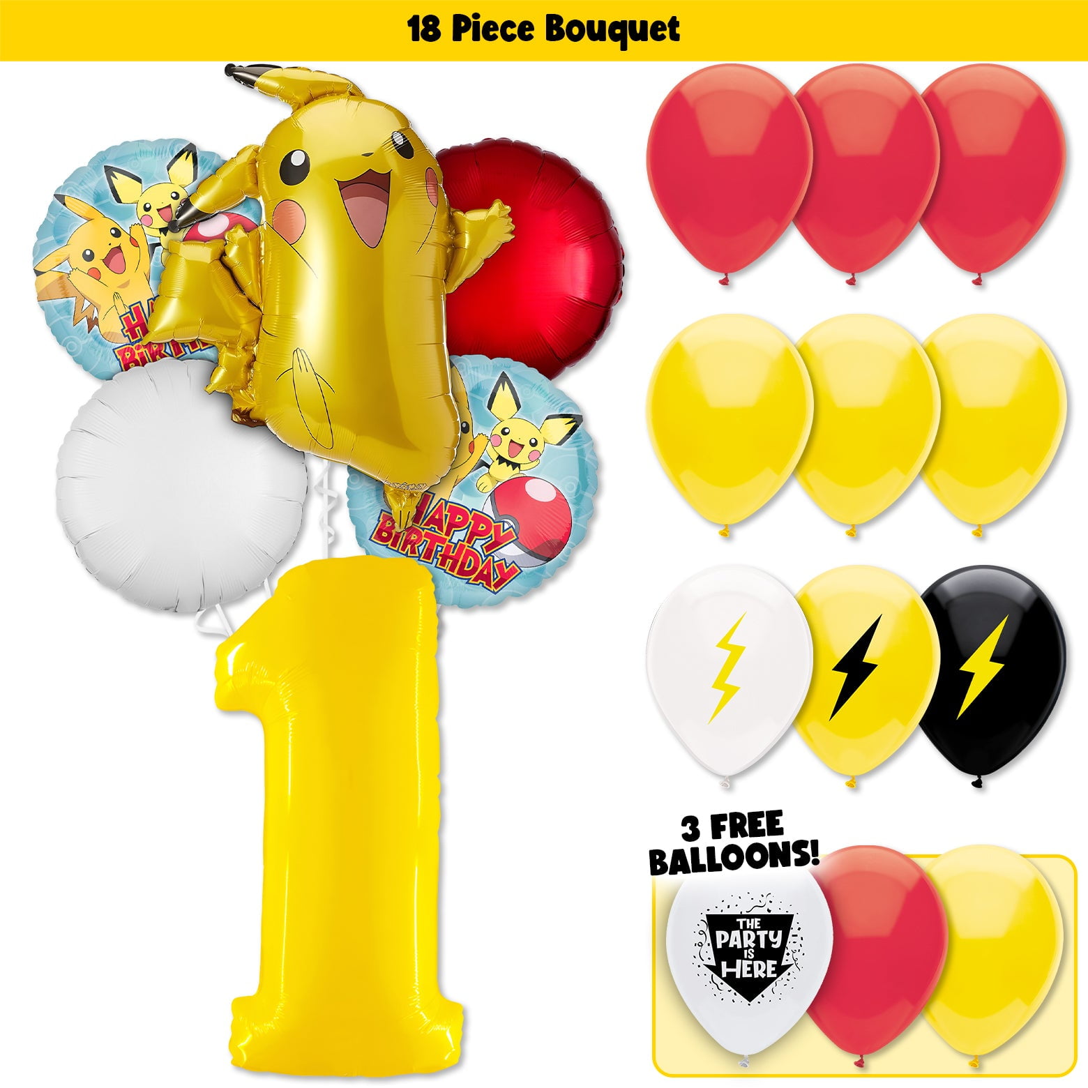Pikachu Pokemon Balloons Bouquet Kit - Kids Party Decor Decoration ...