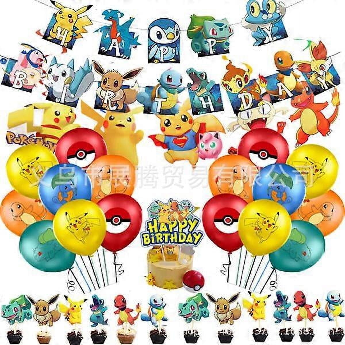 Pikachu Pokemon Party Decorations: Pull Flag Banner, Balloons for ...